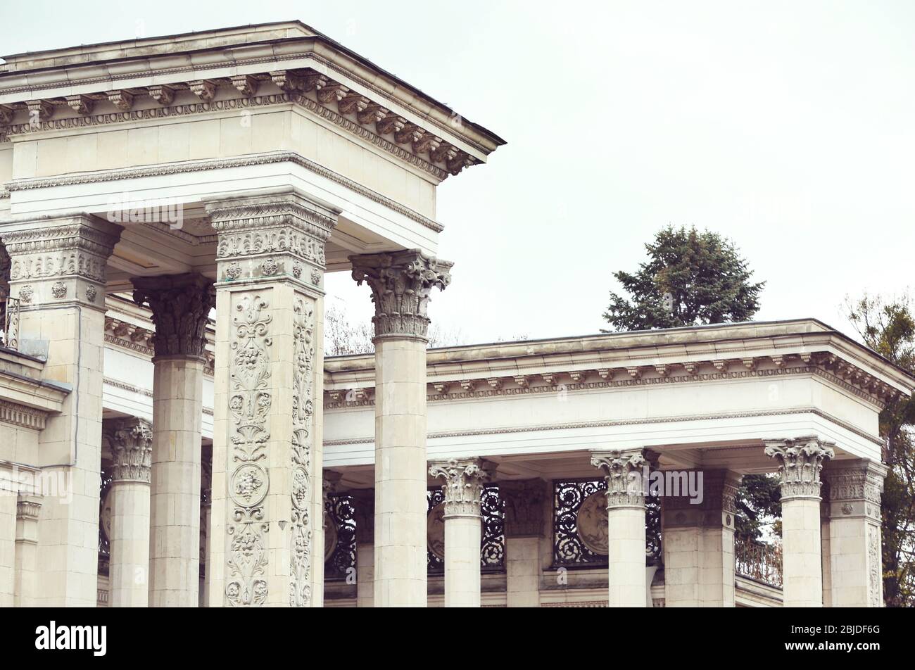 Closeup of building with columns in neoclassical style Stock Photo - Alamy