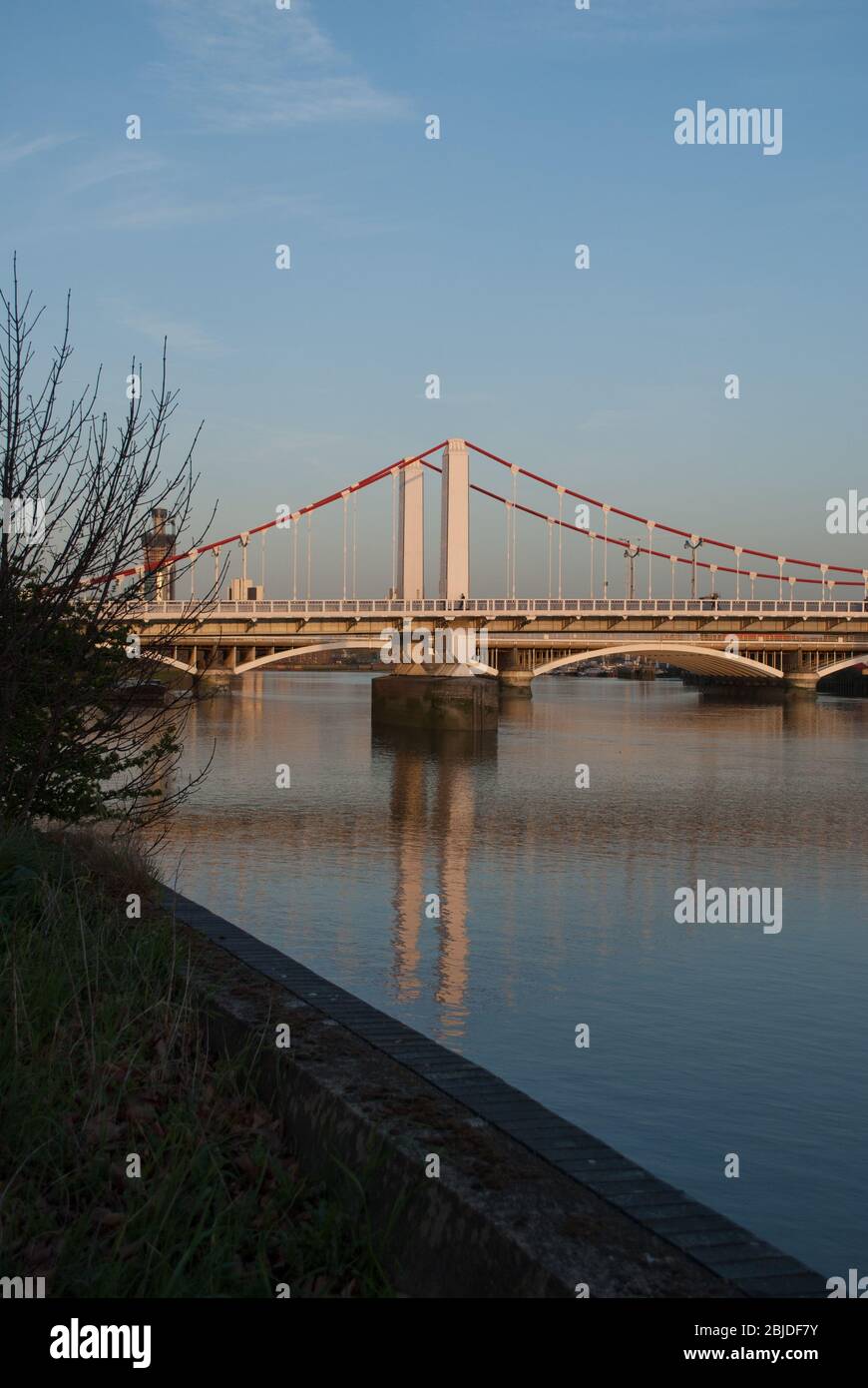 1930s Bridge Steel Structure Suspension Bridge Vertical Cables Lights ...
