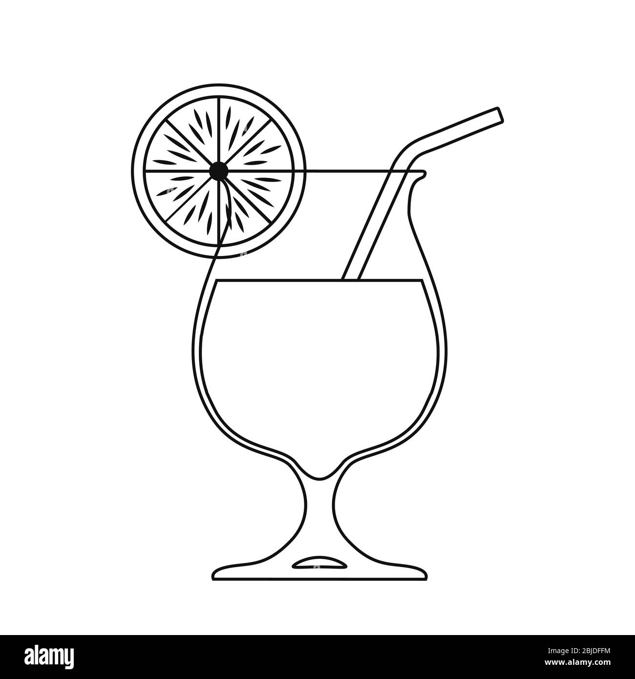 Cocktail glass line art design on white background. Vector illustration ...