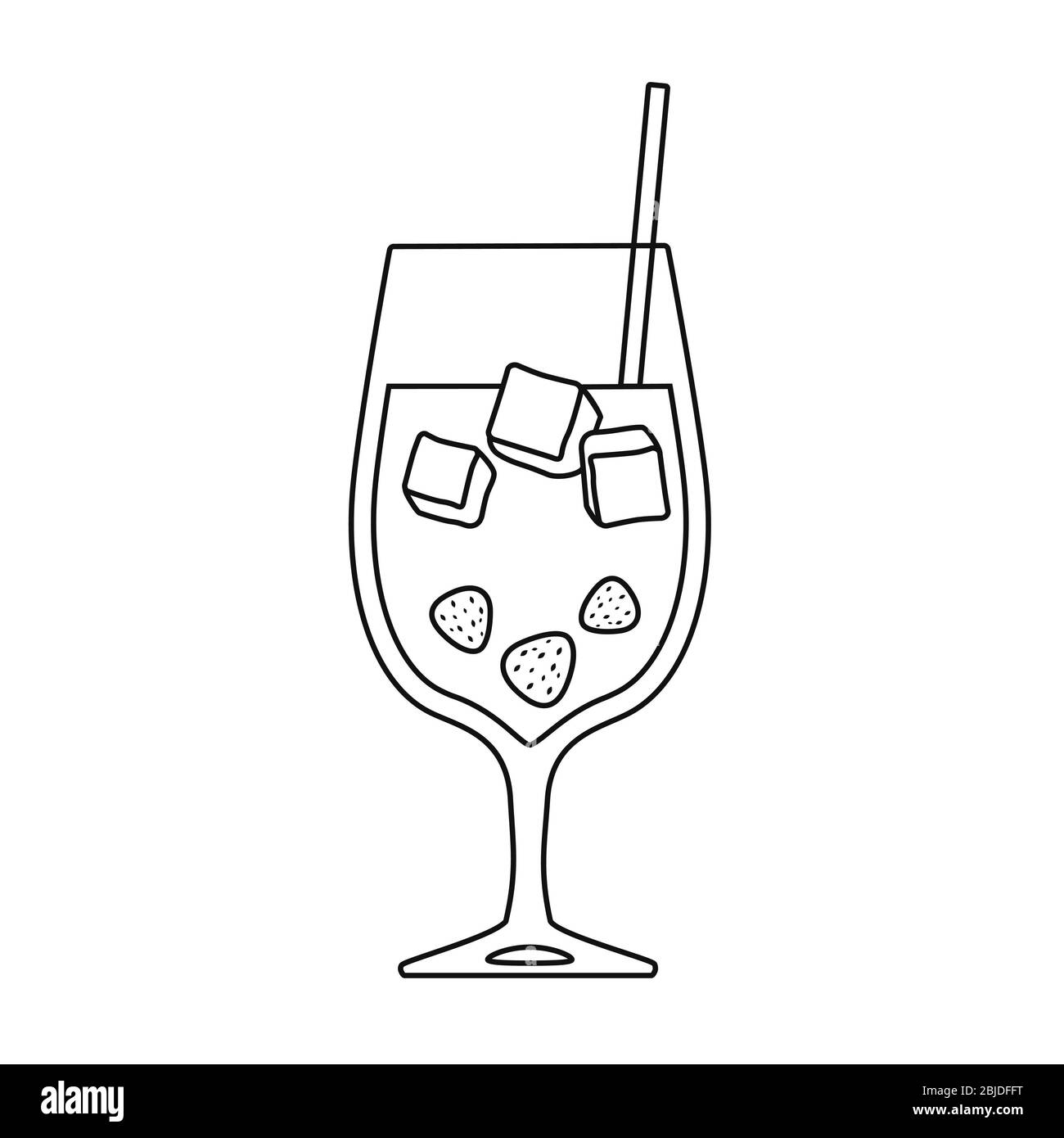 Cocktail glass line art design on white background. Vector illustration ...