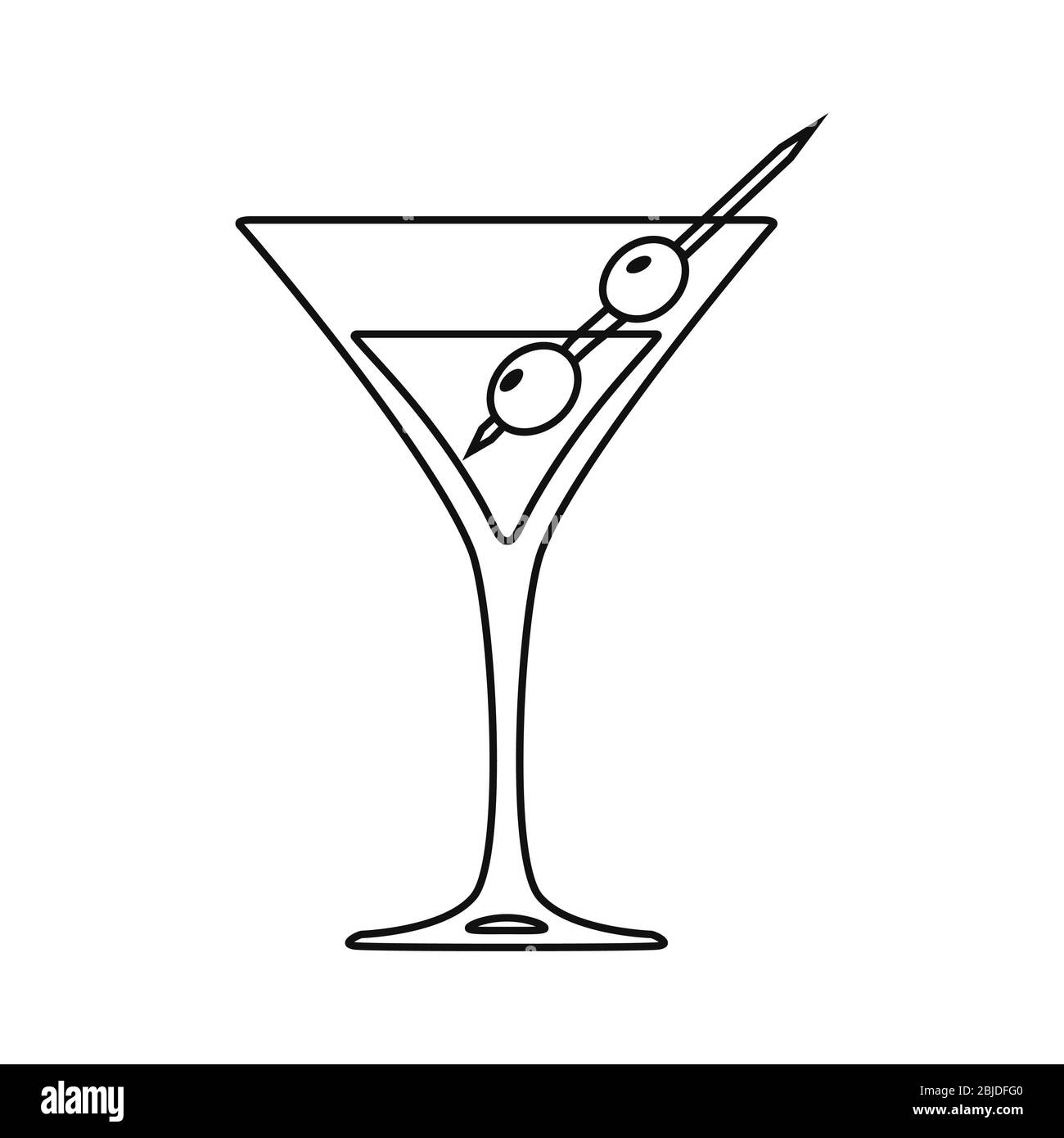 Cocktail glass line art design on white background. Vector illustration ...
