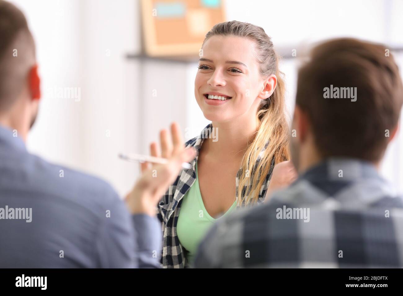 Young candidate having an interview with his employer hi-res stock ...