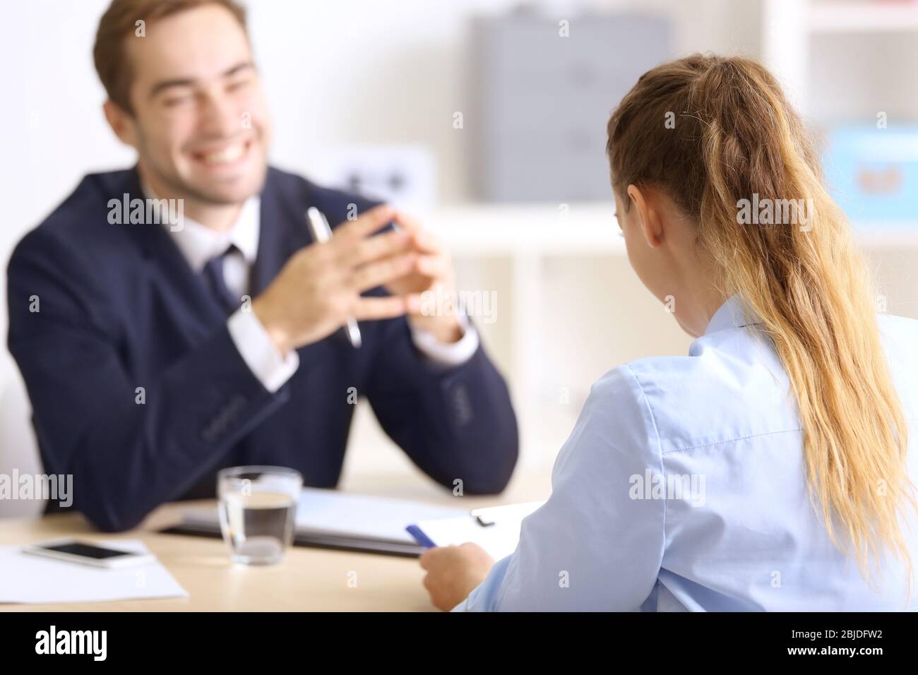 Job applicant having interview in office Stock Photo - Alamy