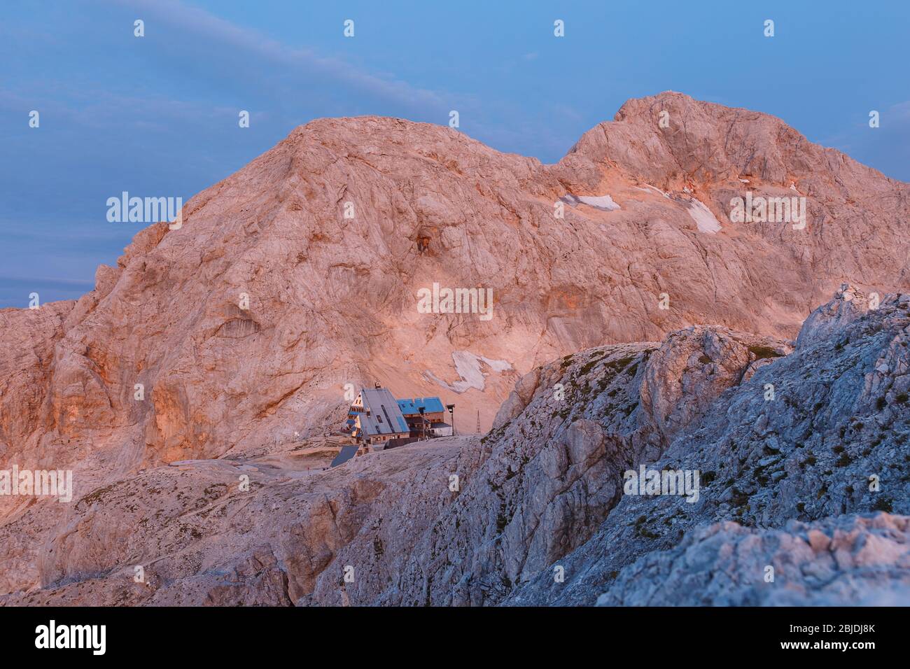 Sunrise from Triglavski dom mountain hut, Triglav National park ...