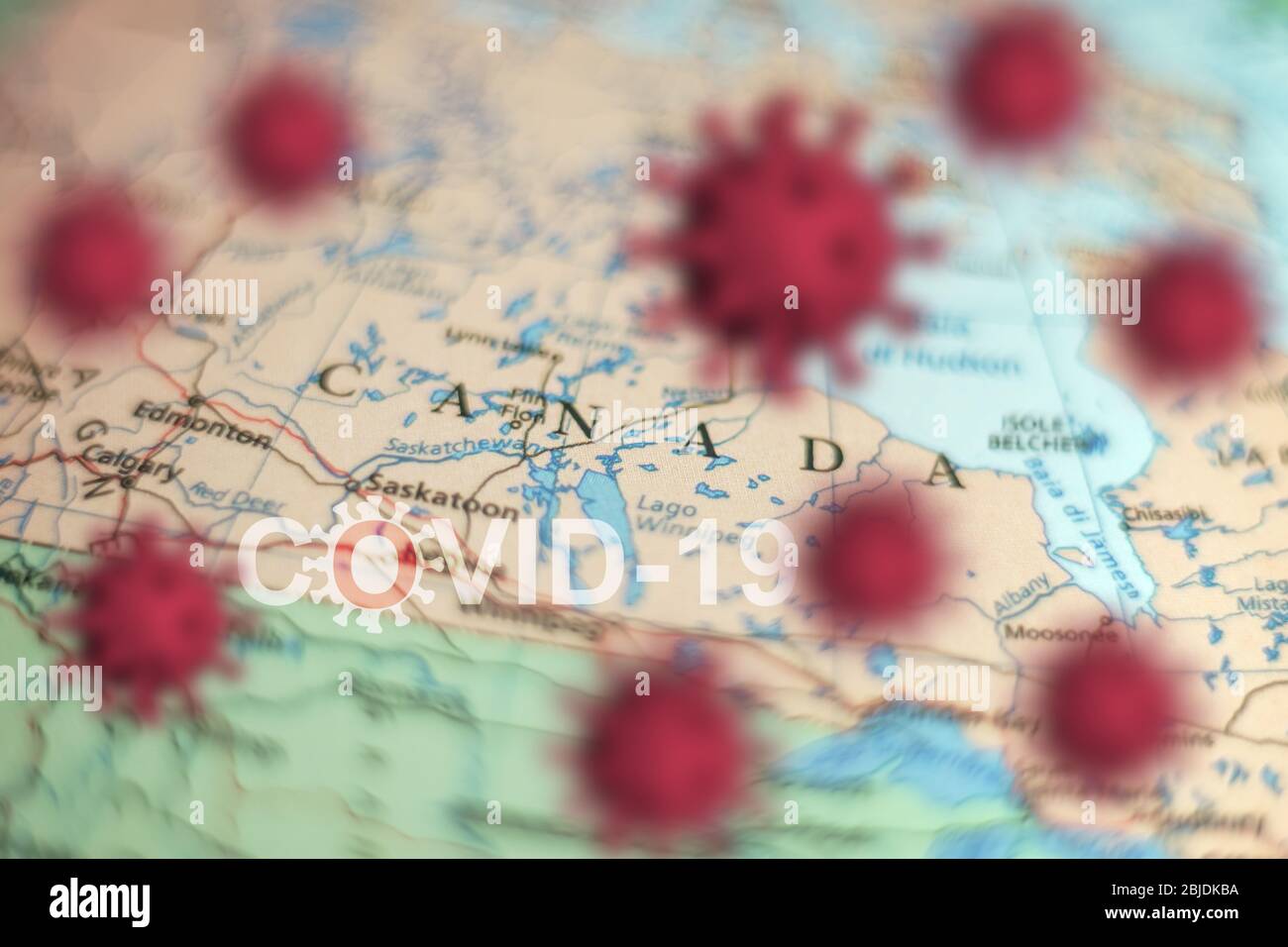 Covid-19 outbreak or new Coronavirus, 2019-nCoV, virus on a map of ...
