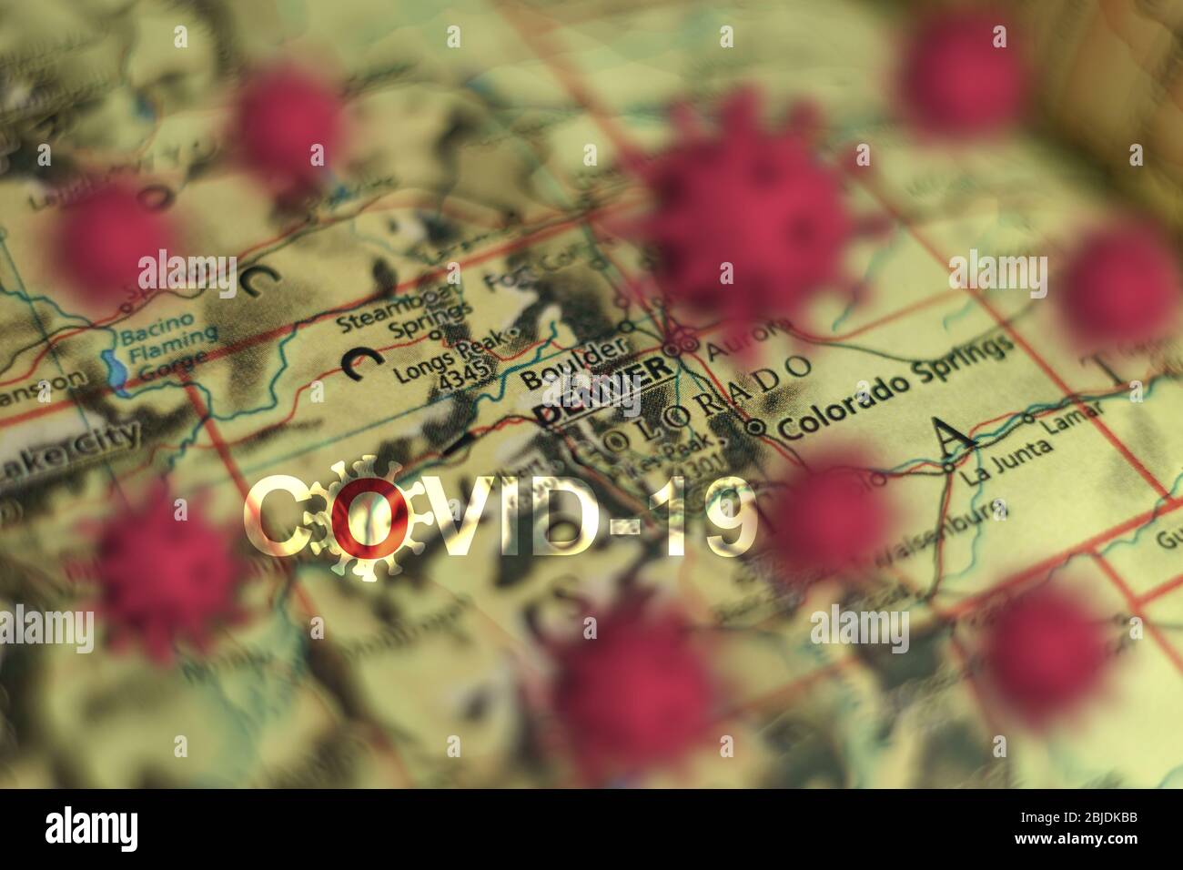 Covid-19 outbreak or new Coronavirus, 2019-nCoV, virus on a map of USA ...