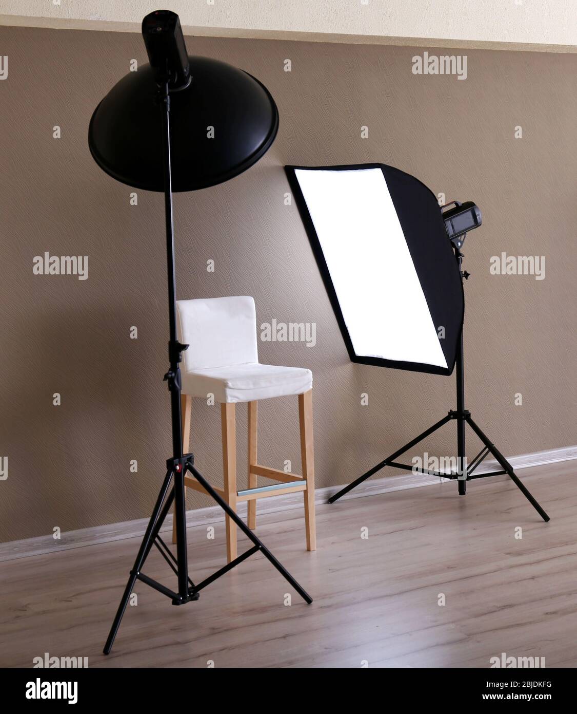 Professional photo studio with lighting equipment Stock Photo - Alamy