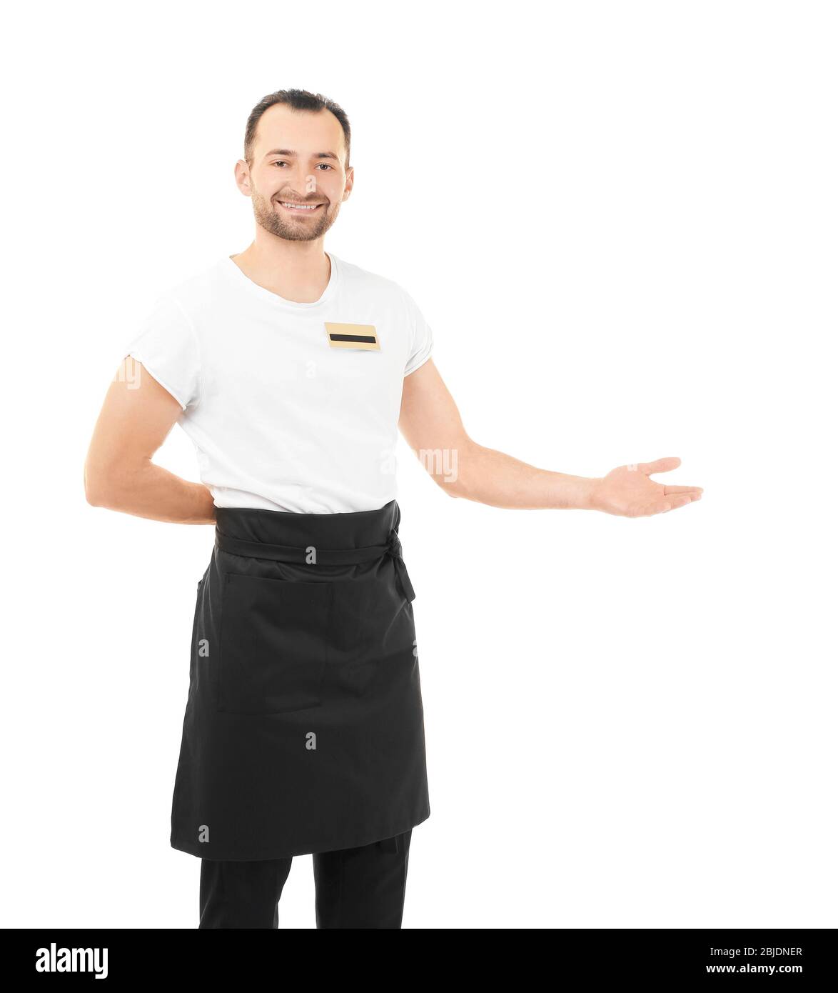 Hand gesture cafe waiter Cut Out Stock Images & Pictures - Alamy