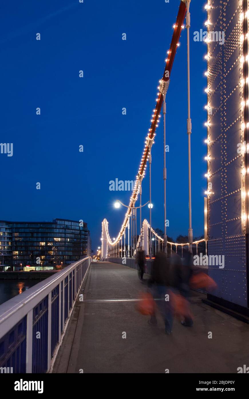 1930s Bridge Steel Structure Suspension Bridge Vertical Cables Lights ...