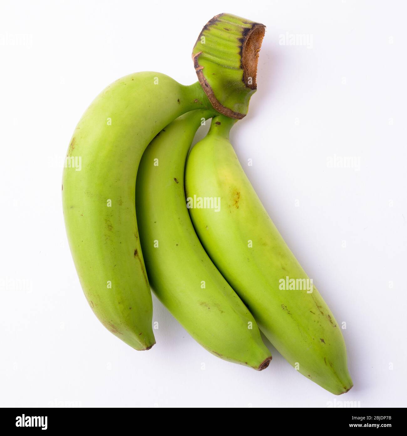 Portrait Of Green Bananas Against White Background Stock Photo - Alamy