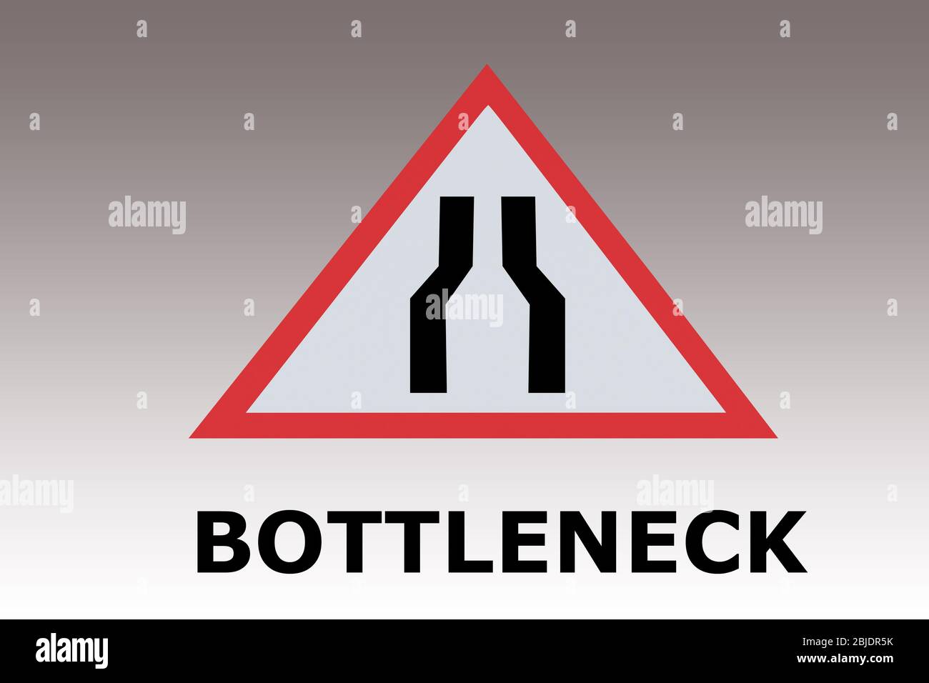 render illustration of road sign with the text BOTTLENECK, isolated ...
