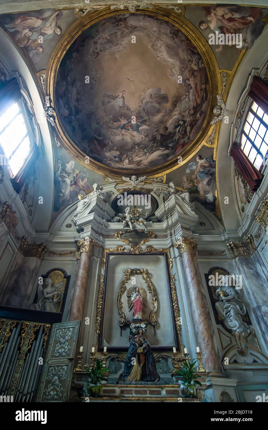 Interior of the Chiesa di Ognissanti (All-Saints Church) is a ...