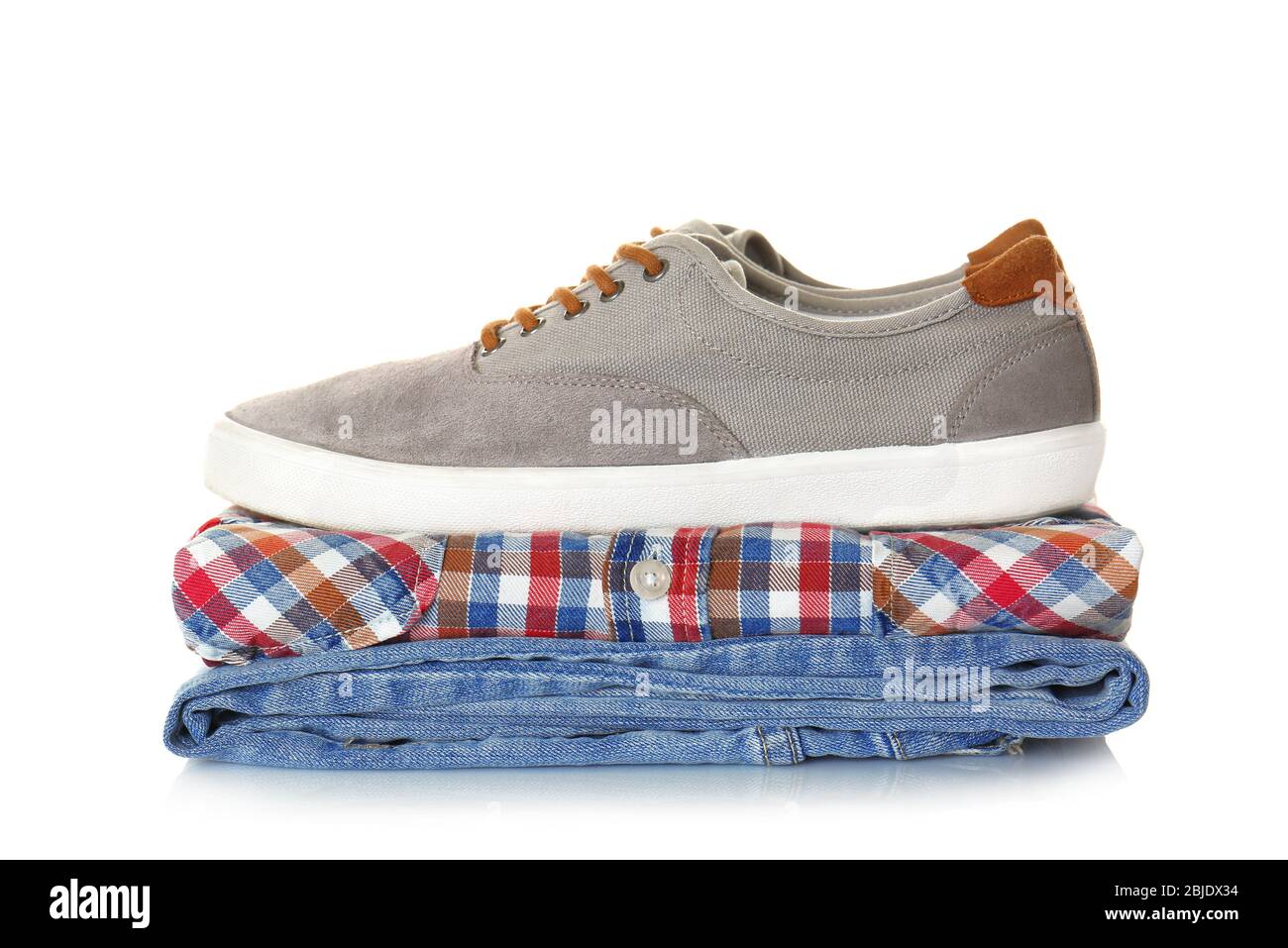 Clothes set on white background Stock Photo - Alamy