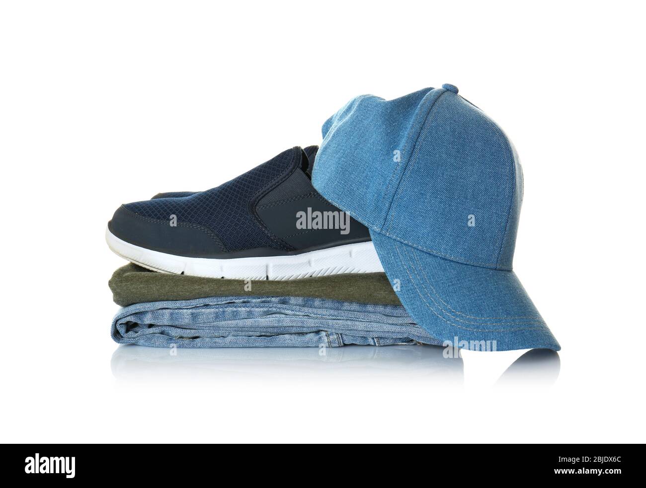 Clothes set on white background Stock Photo - Alamy