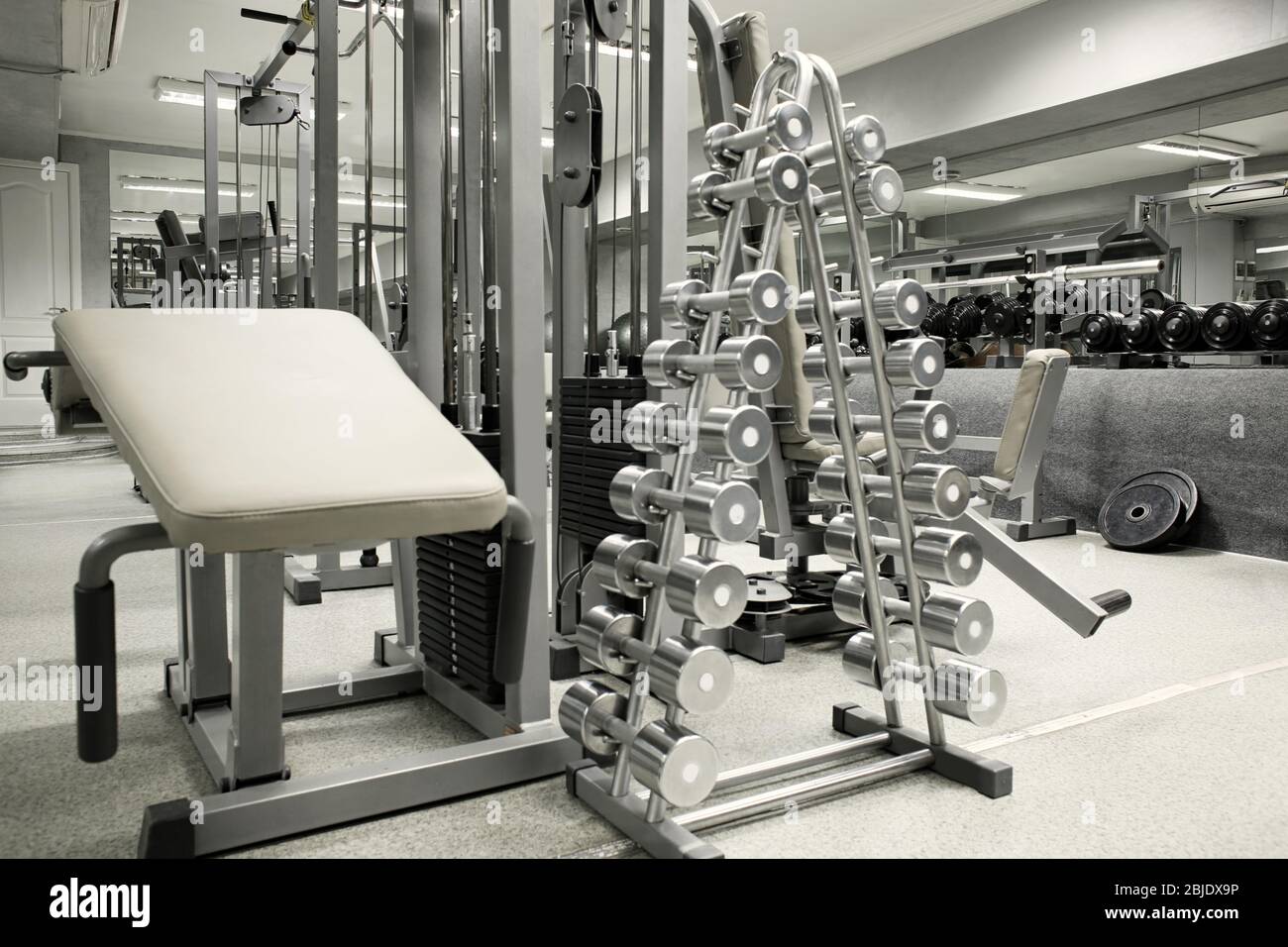Gym interior with equipment Stock Photo - Alamy