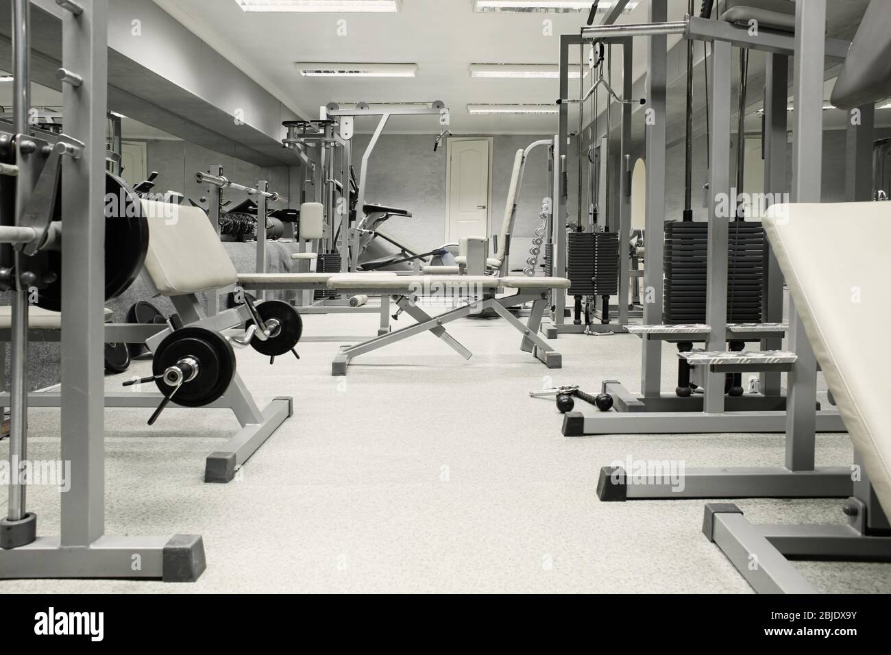Gym interior with equipment Stock Photo - Alamy