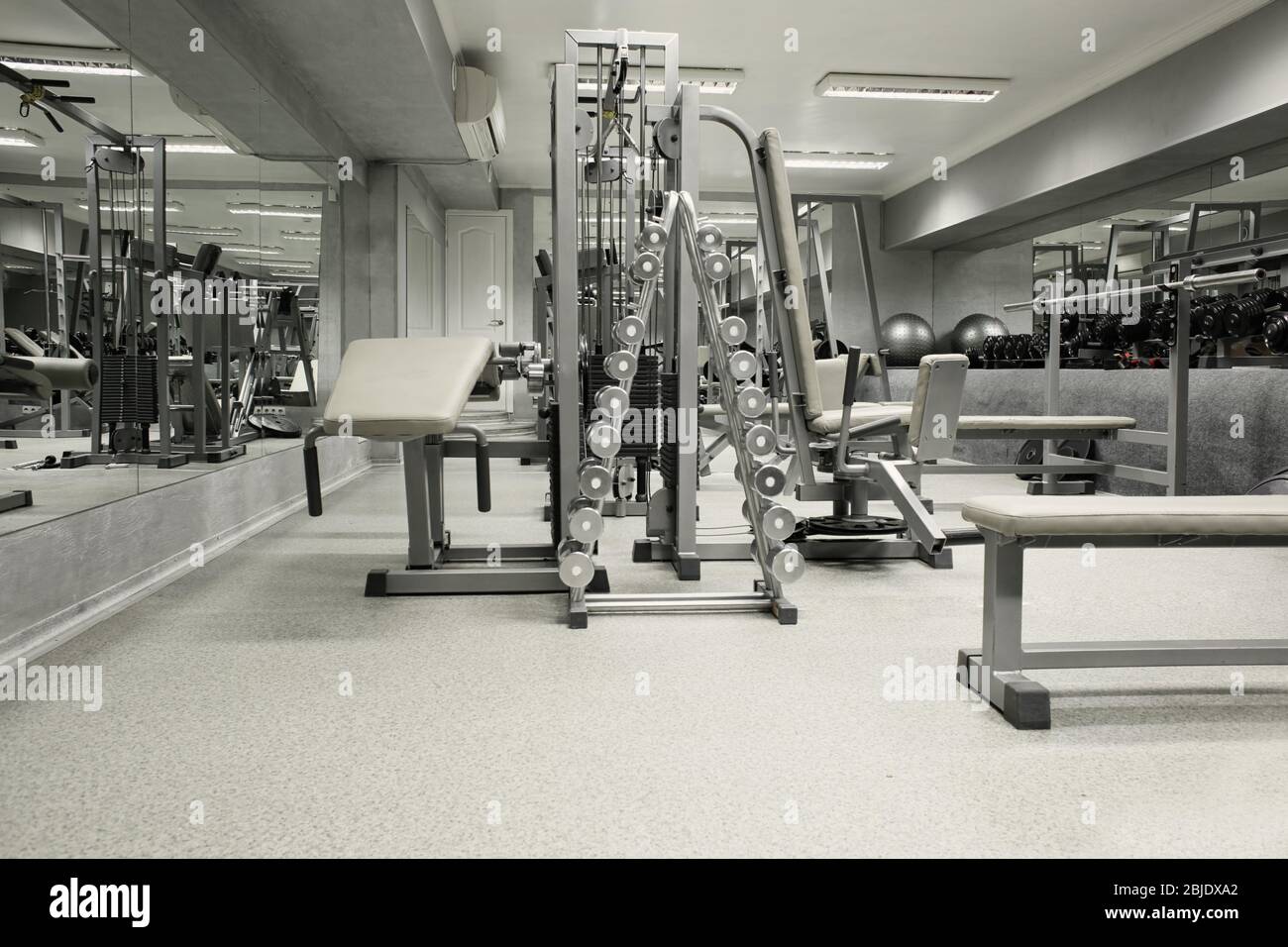 Gym interior with equipment Stock Photo - Alamy