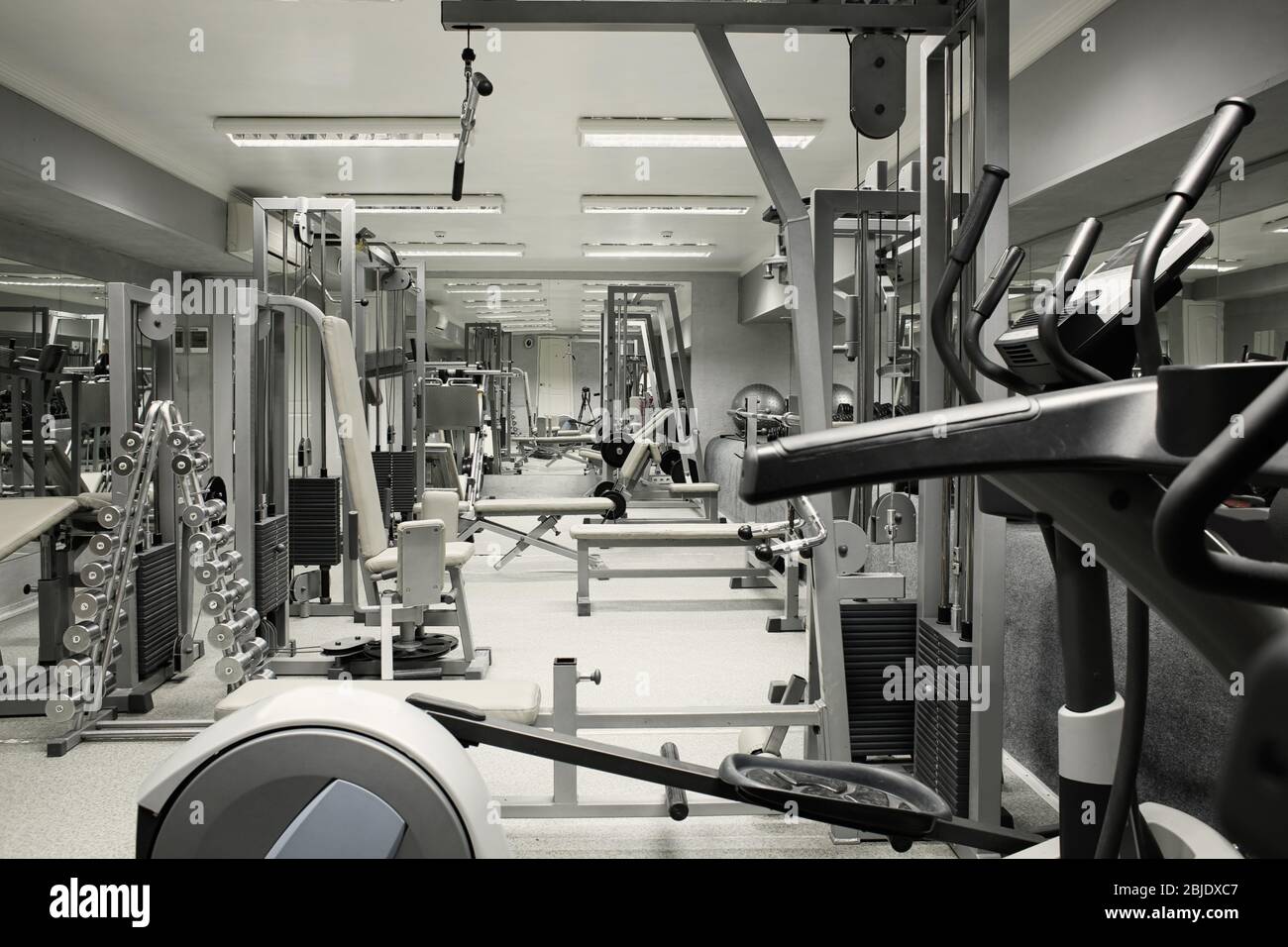 Gym interior with equipment Stock Photo - Alamy