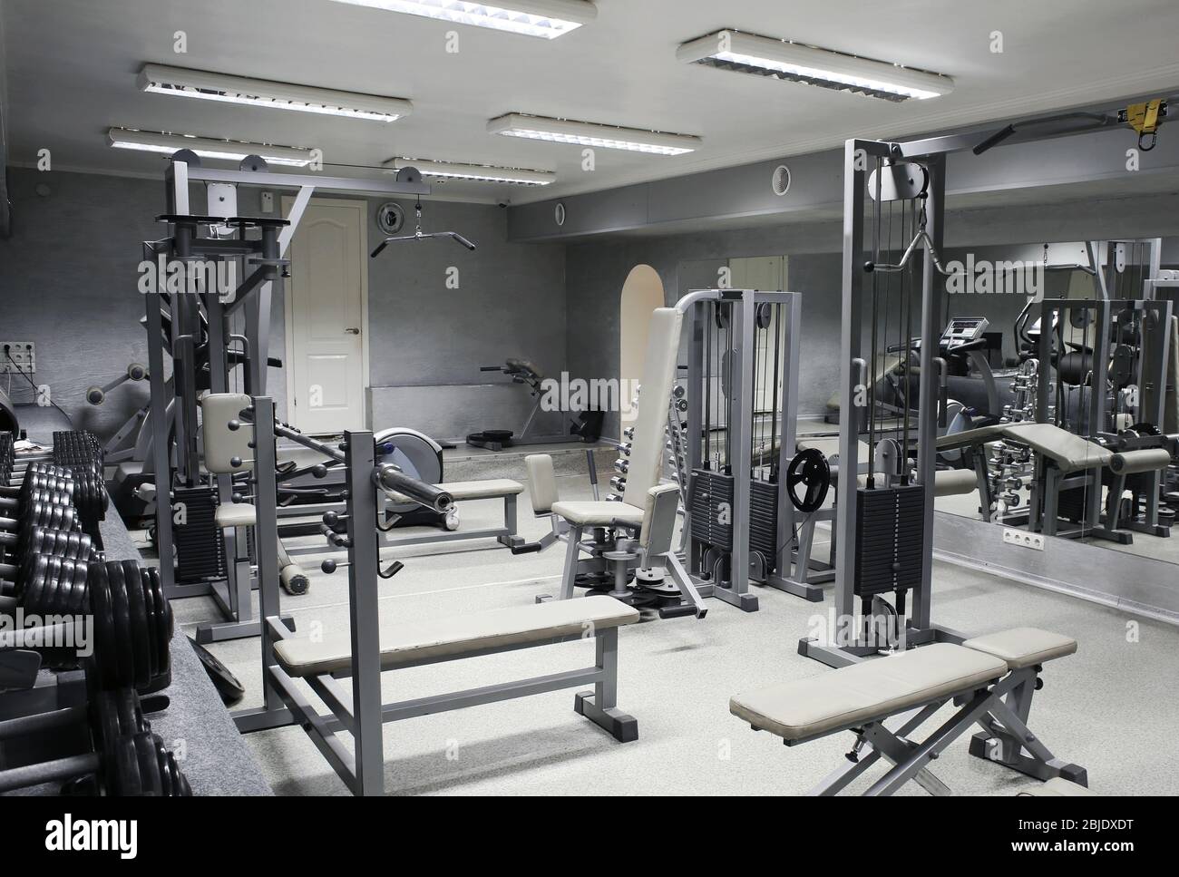 Gym interior with equipment Stock Photo - Alamy