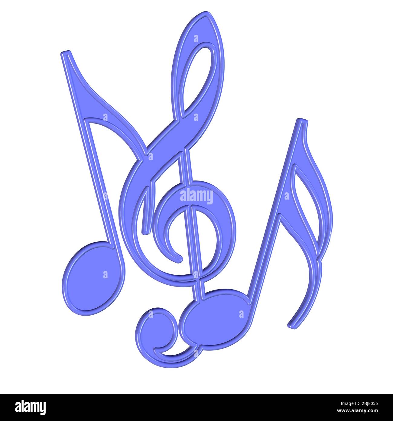 Music notes and treble clef in front of white background Stock Photo ...