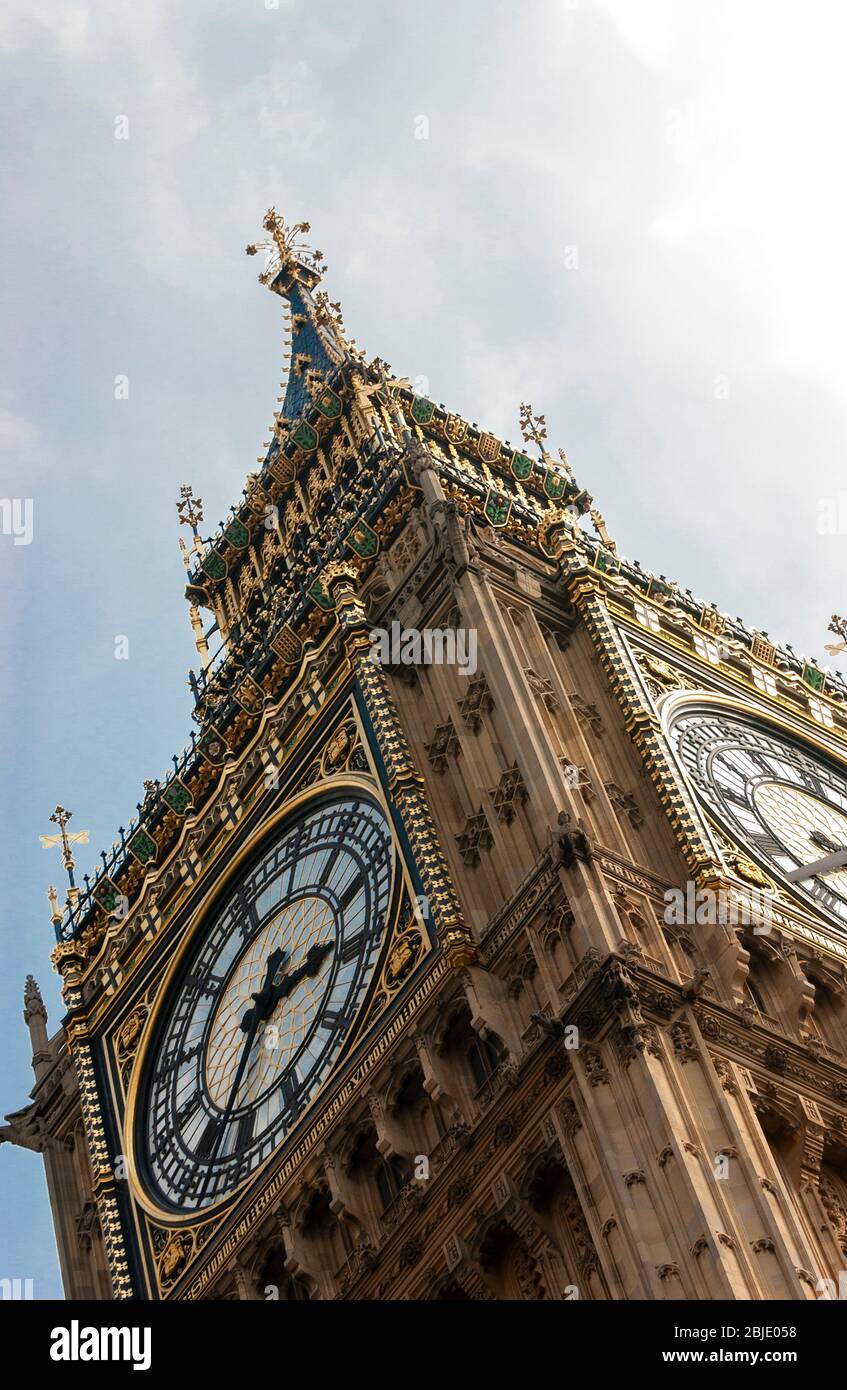 Big Ben clock faces on the Elizabeth Tower in London, England, UK Stock ...