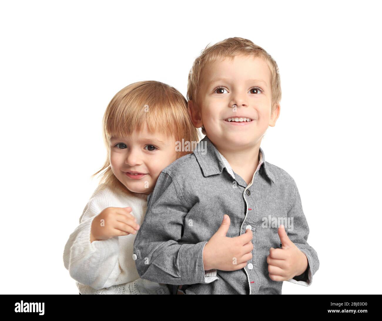 Cute little children on white background Stock Photo - Alamy
