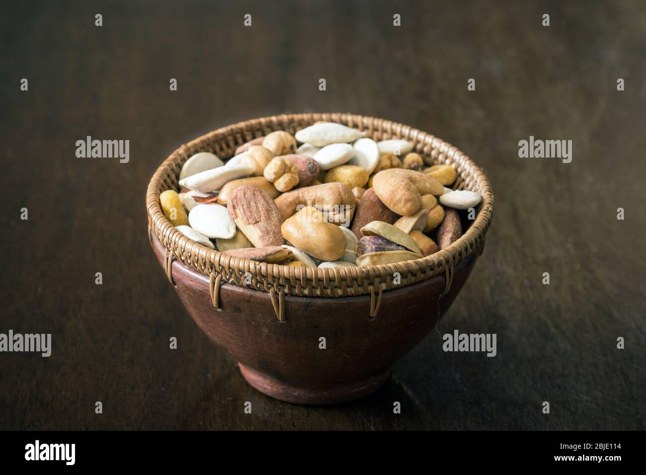 Roasted and salty, mixed nuts and kernels snack Stock Photo - Alamy