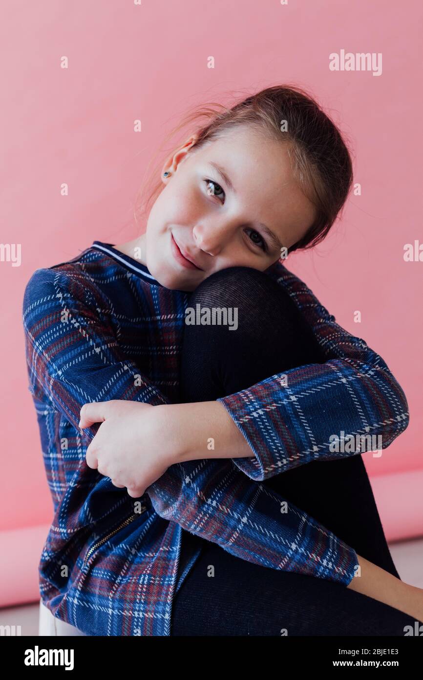 portrait of a beautiful schoolgirl girl ten years old at school Stock ...