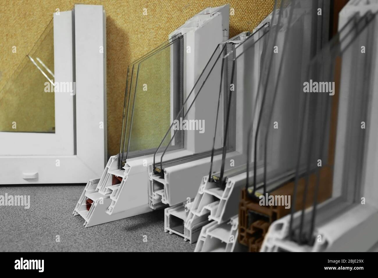 Set of window profile samples in shop Stock Photo - Alamy