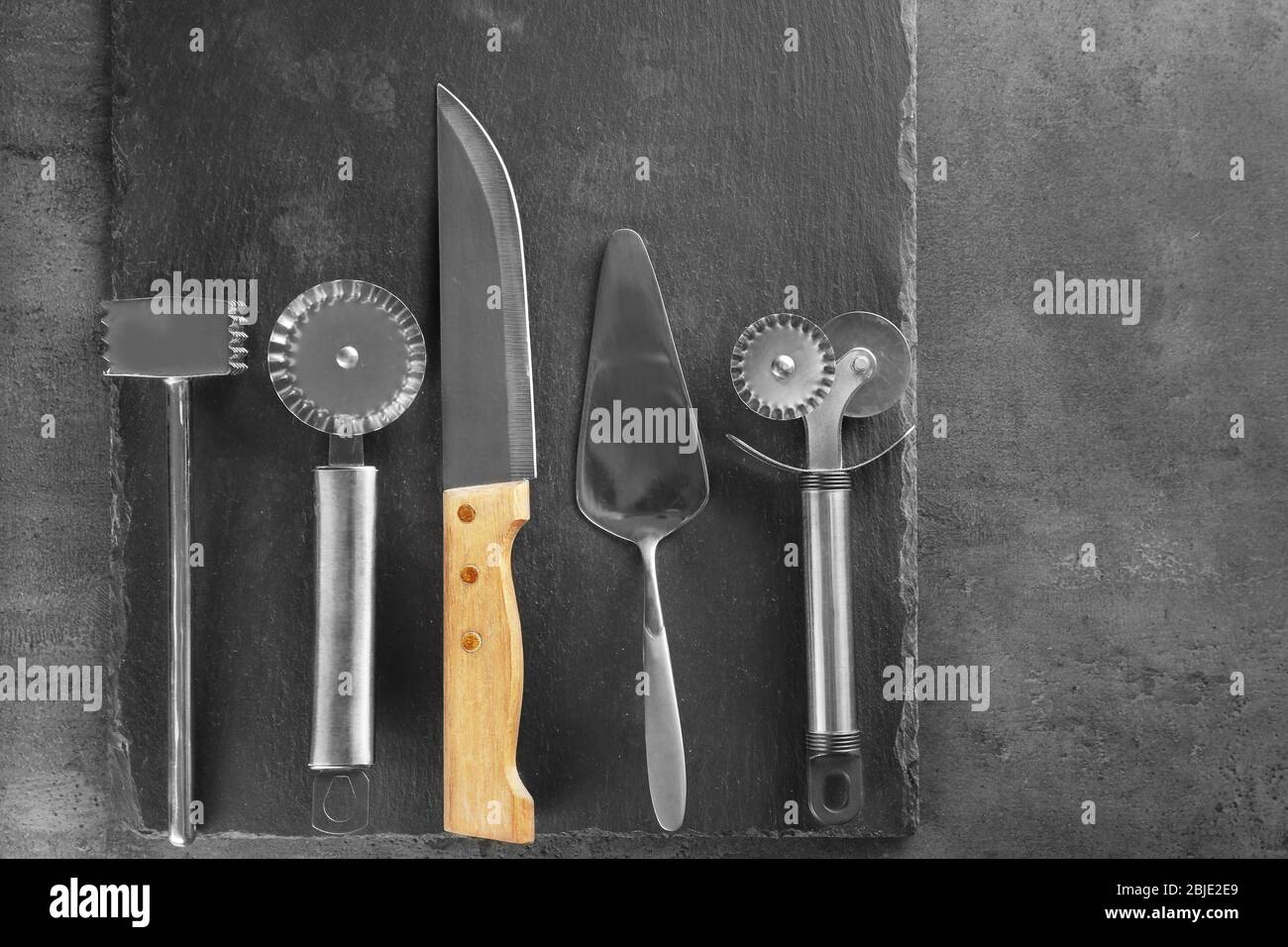 Wooden plate various tools hi-res stock photography and images - Alamy