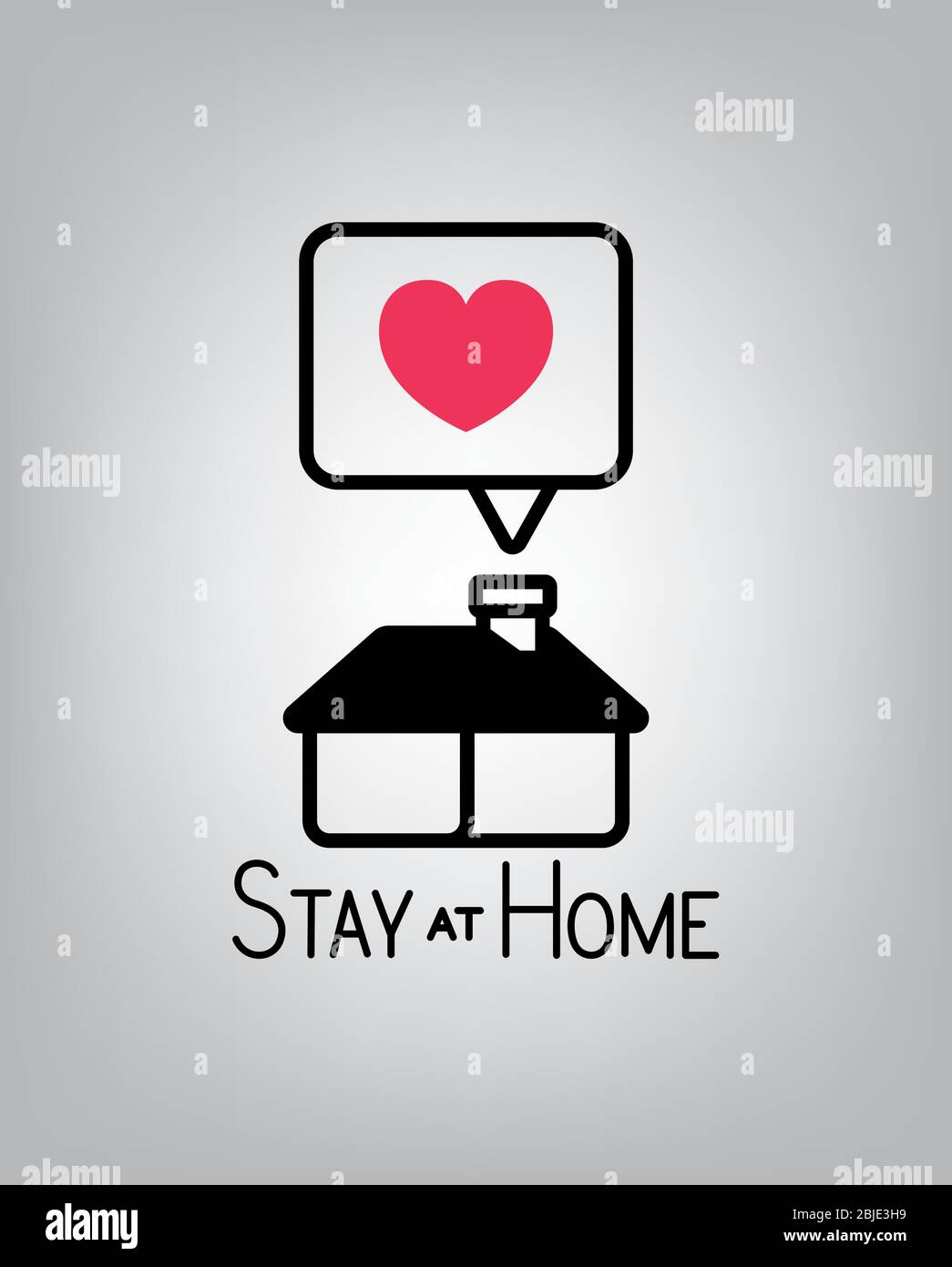 Stay at home text with house heart and bubble vector design Stock ...