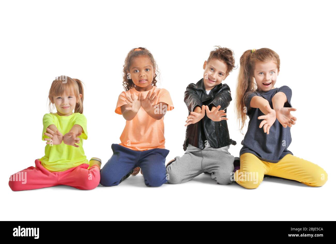 Cute little children on white background Stock Photo - Alamy