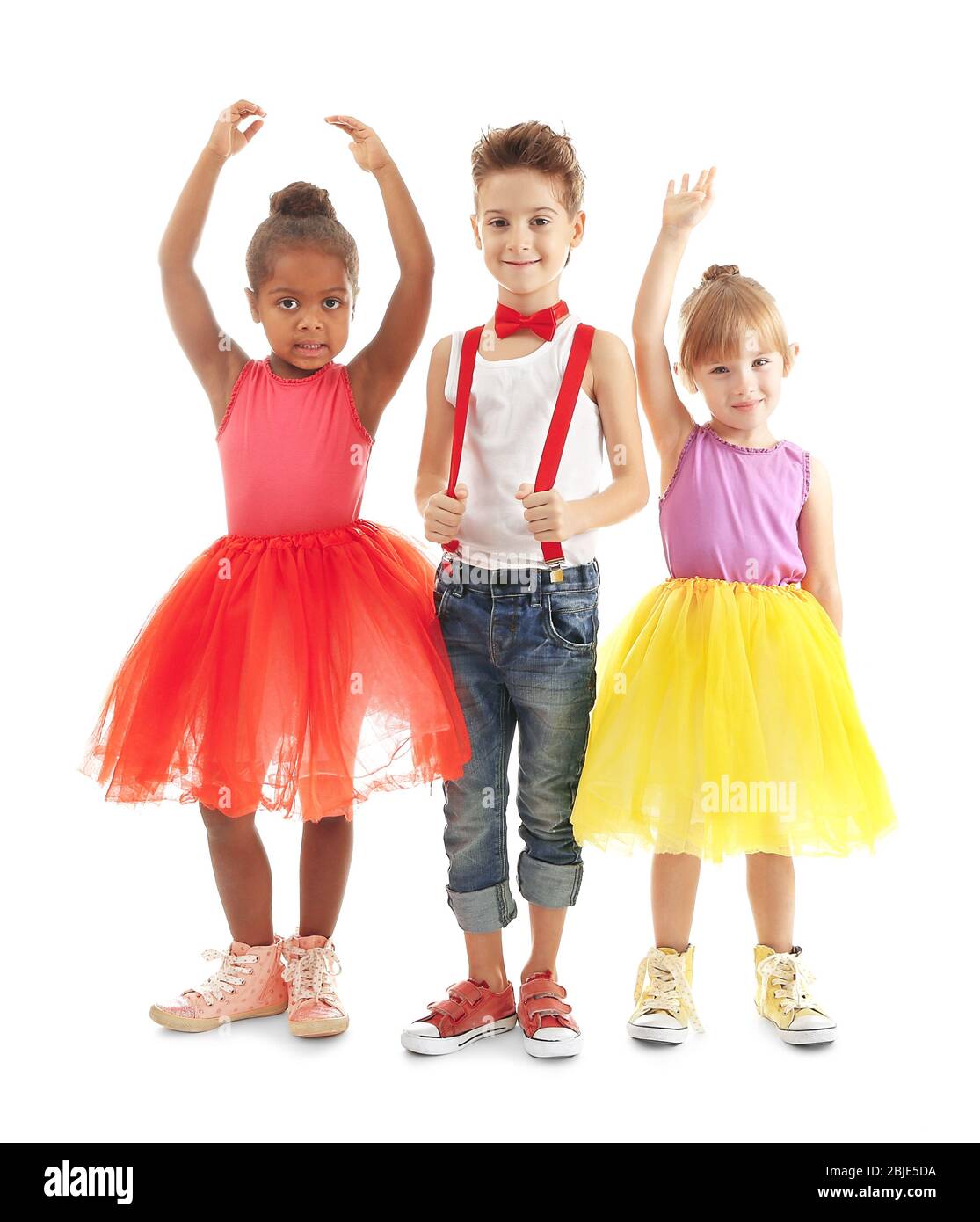 Cute little dancers on white background Stock Photo - Alamy
