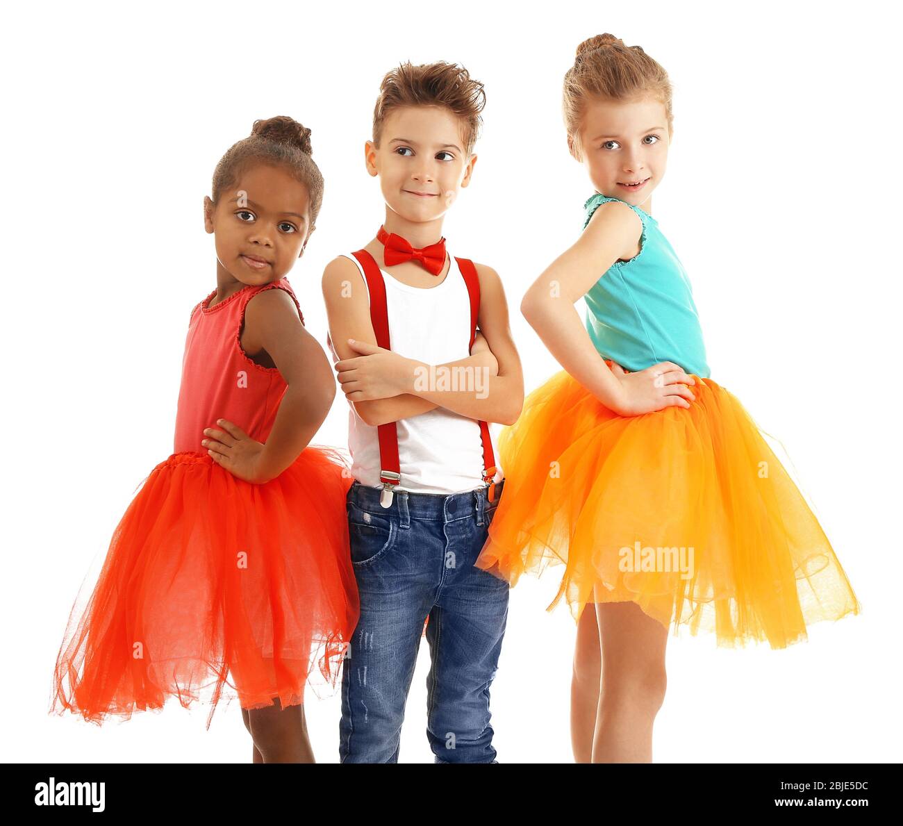 Cute little dancers on white background Stock Photo - Alamy