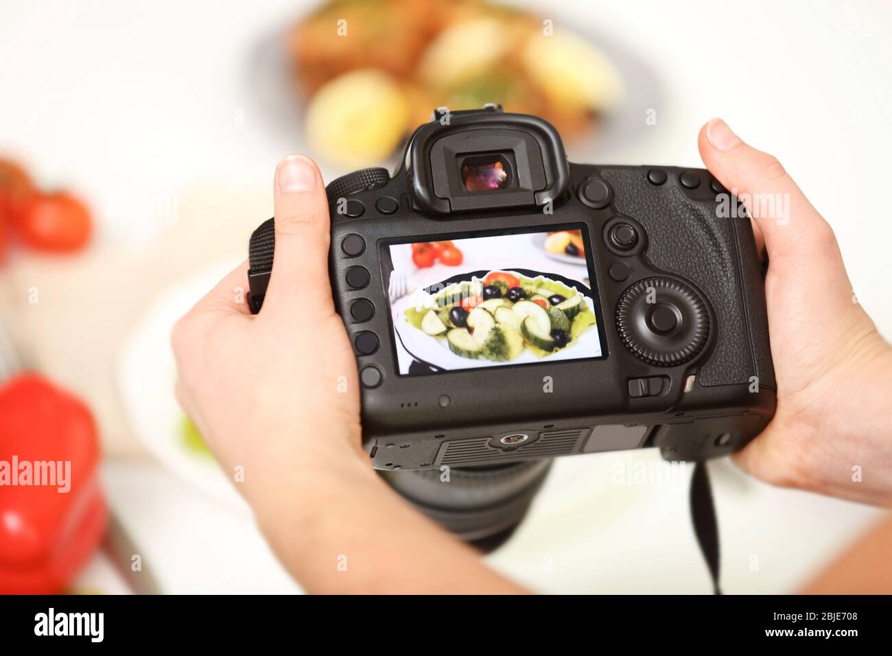 Photo of food on camera display while shooting Stock Photo - Alamy