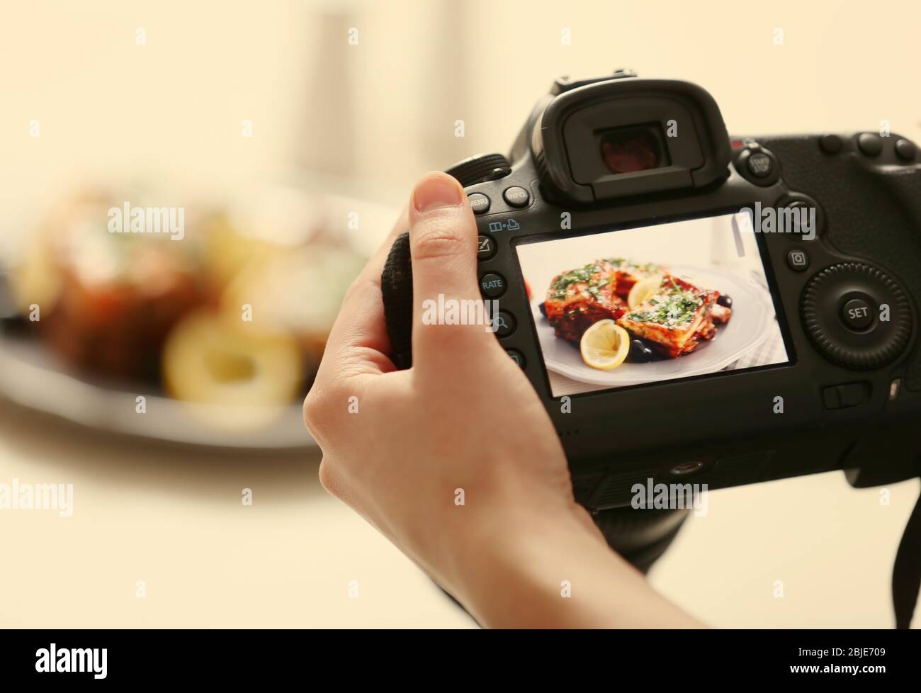 Photo of food on camera display while shooting Stock Photo - Alamy