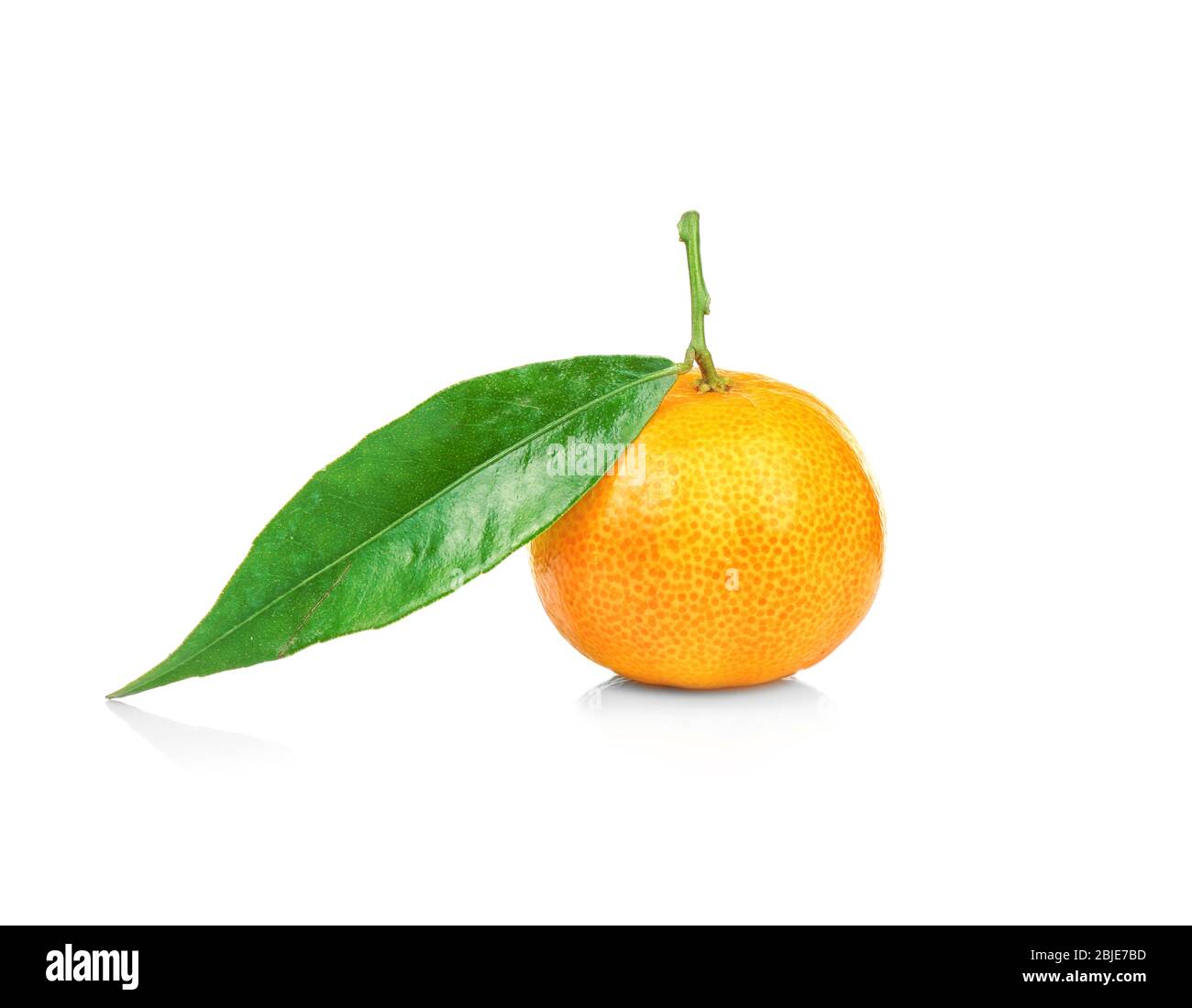 Fresh mandarin with leaf on white background Stock Photo - Alamy