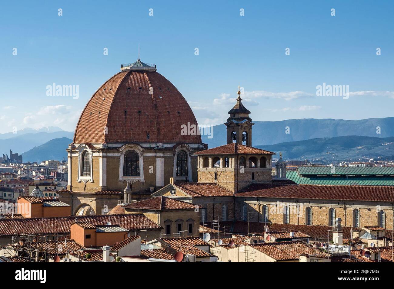 The dome of the Cappella dei Principi dominates the San Lorenzo ...