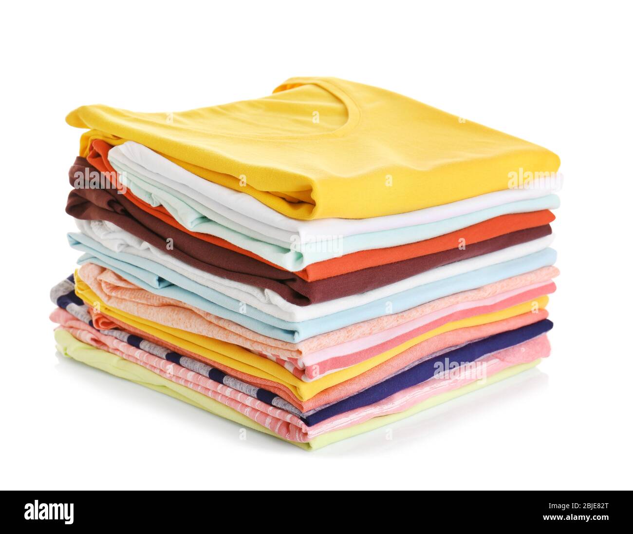 Stack of colorful clothes on white background, closeup Stock Photo - Alamy