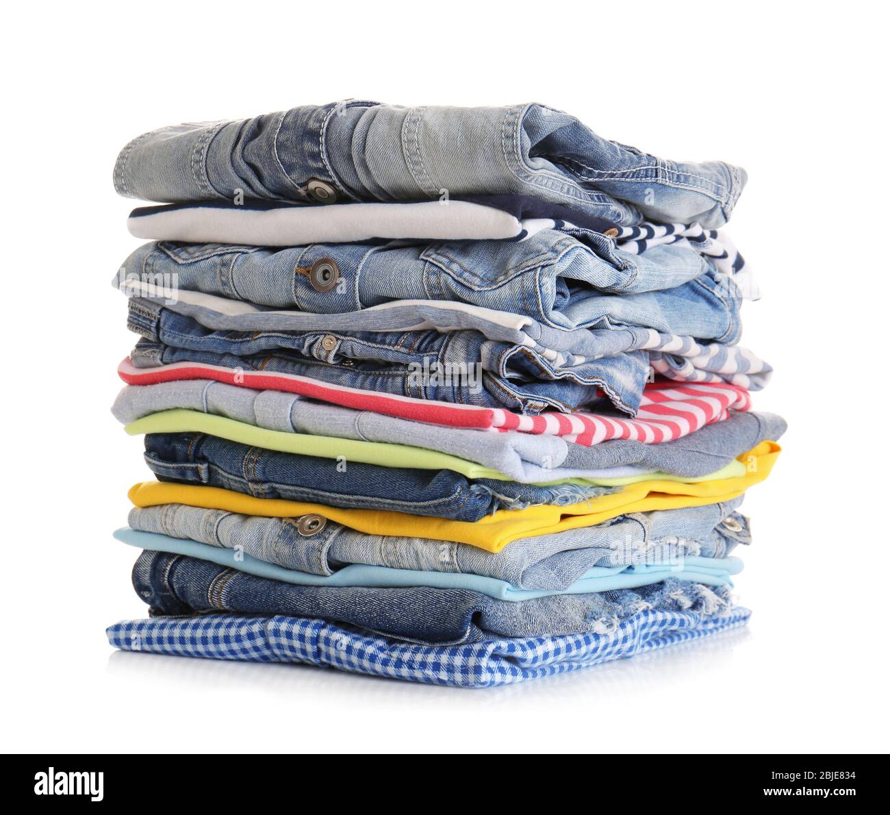 Stack of colorful clothes on white background, closeup Stock Photo - Alamy
