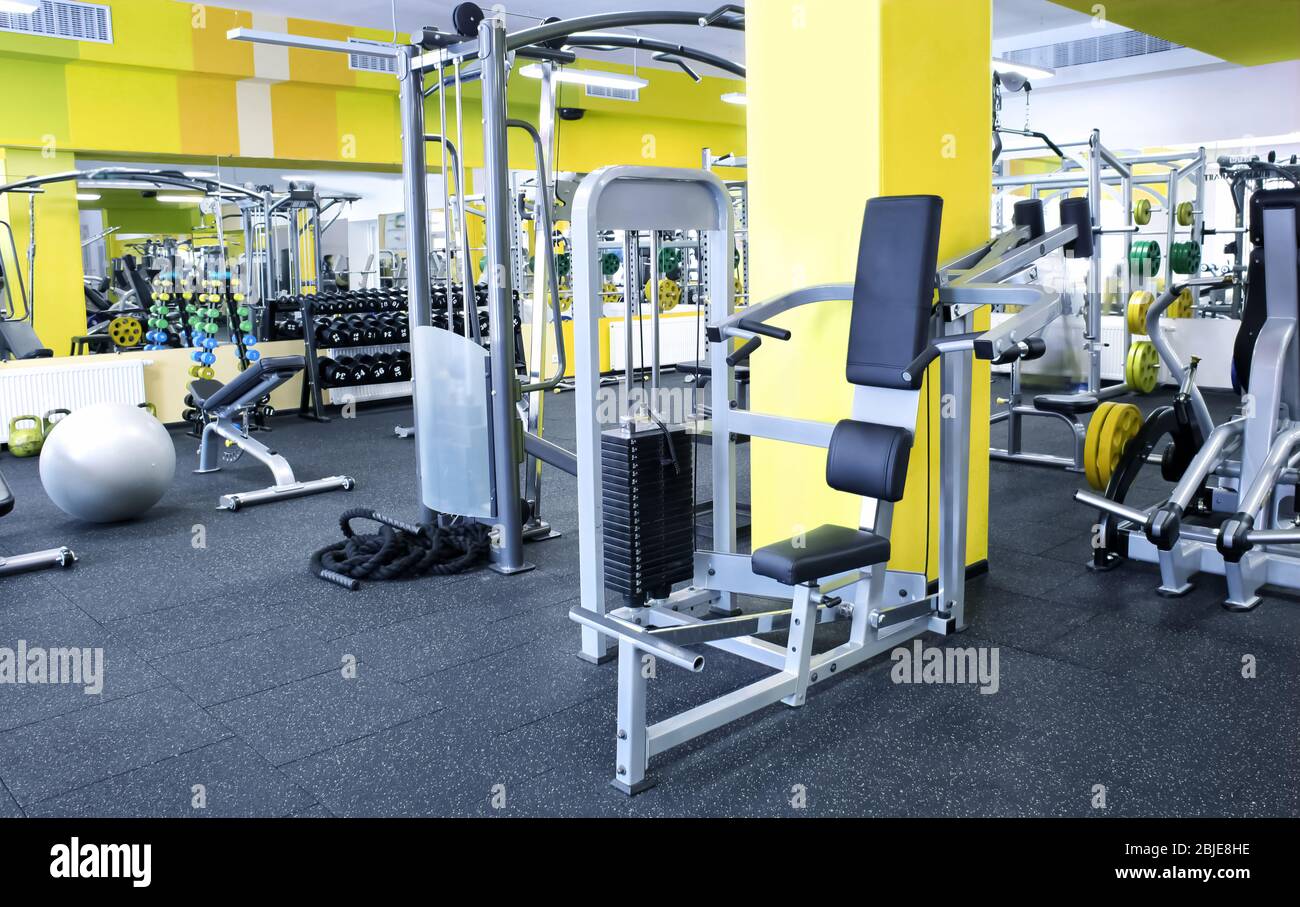 Gym interior with equipment Stock Photo - Alamy