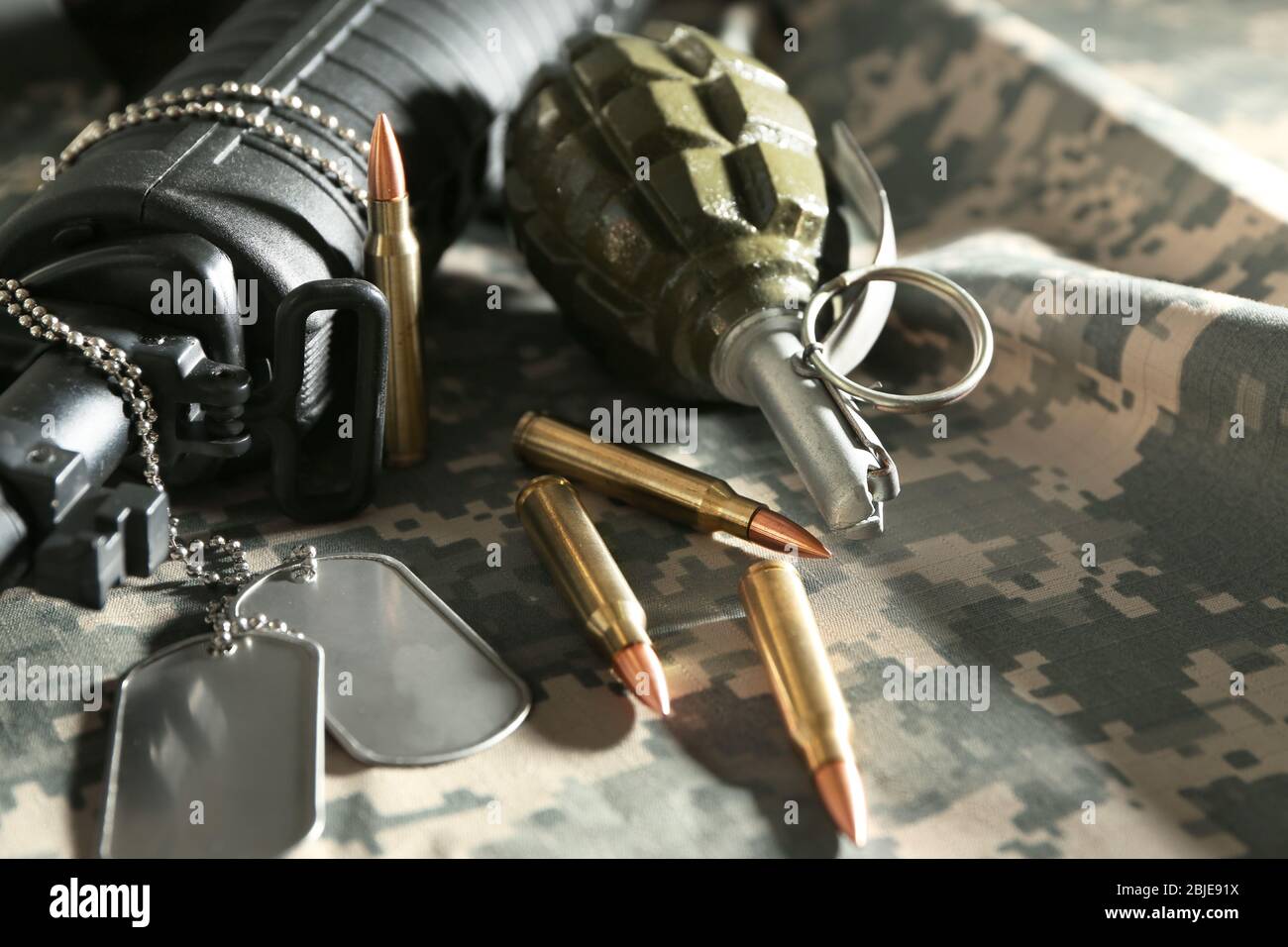 Military set on camouflage clothing Stock Photo - Alamy