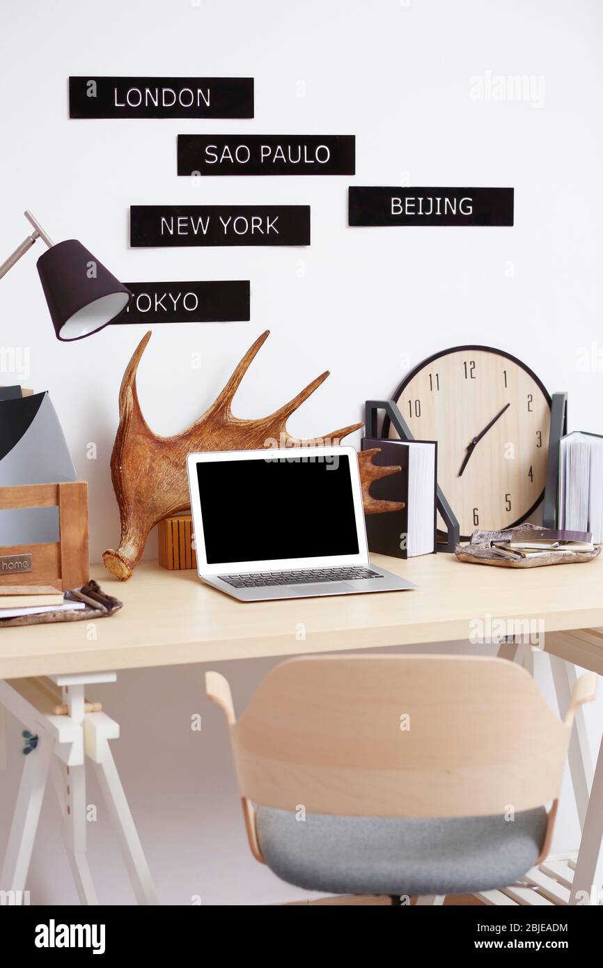 Comfortable workplace with modern computer Stock Photo - Alamy