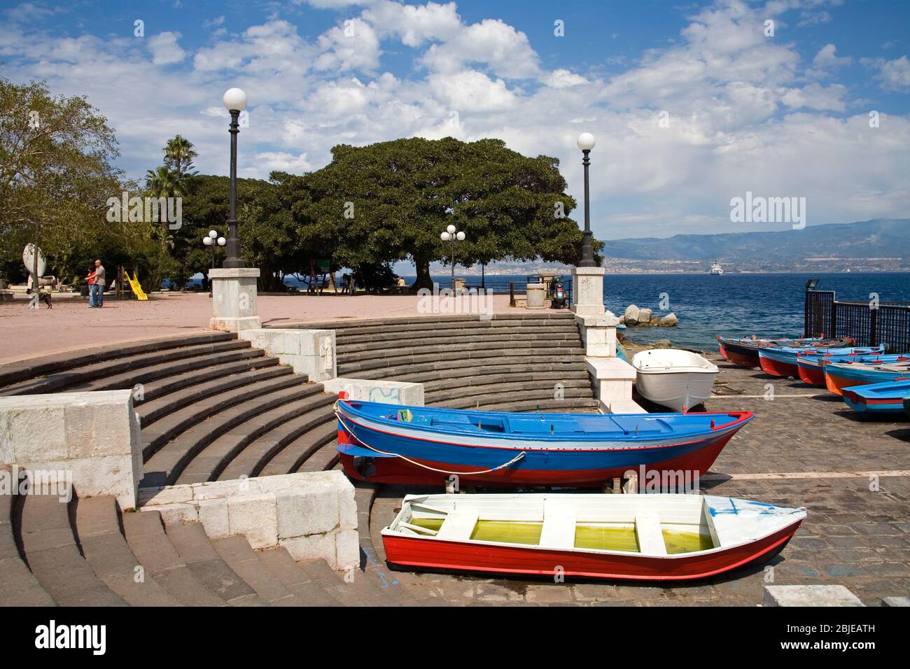 Fishing Boats on Waterfront, City of Messina, Island of Sicily, Italy ...
