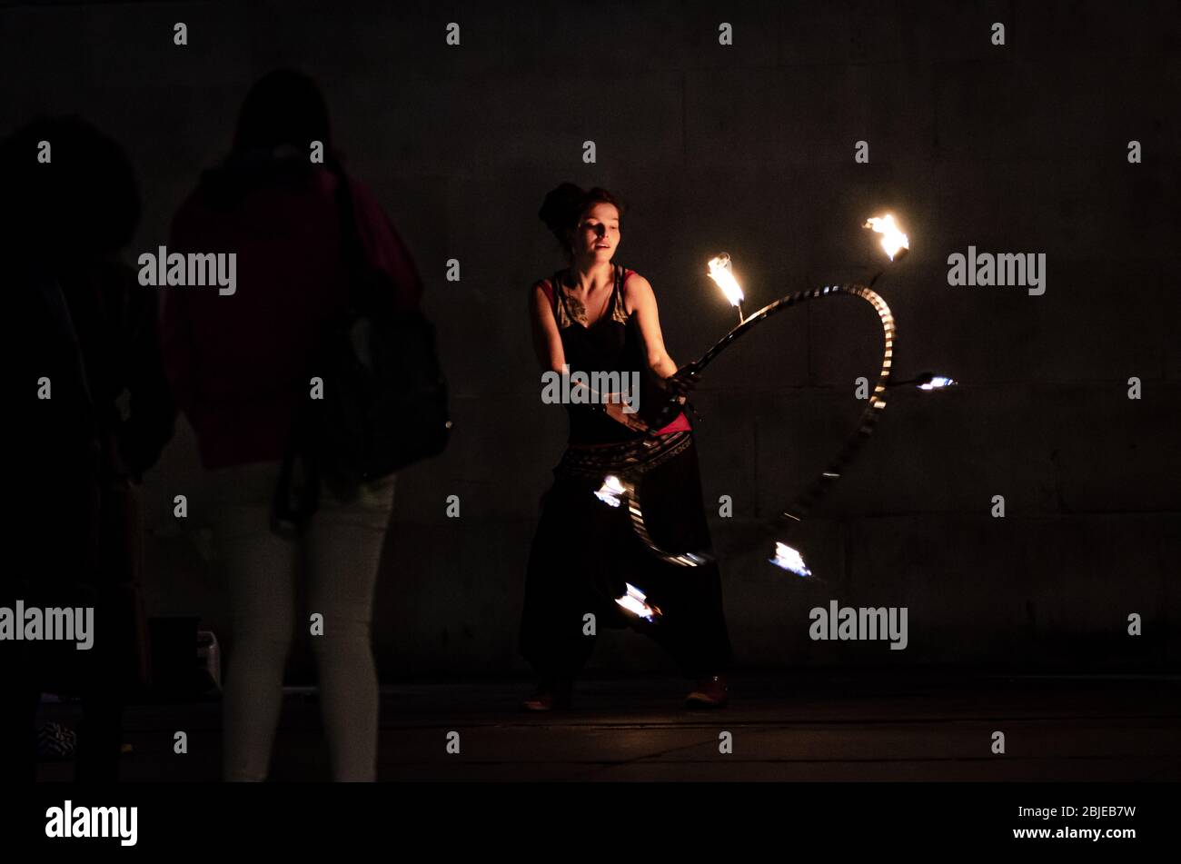 spectacular night time entertainment at Trafalgar Square with a street ...