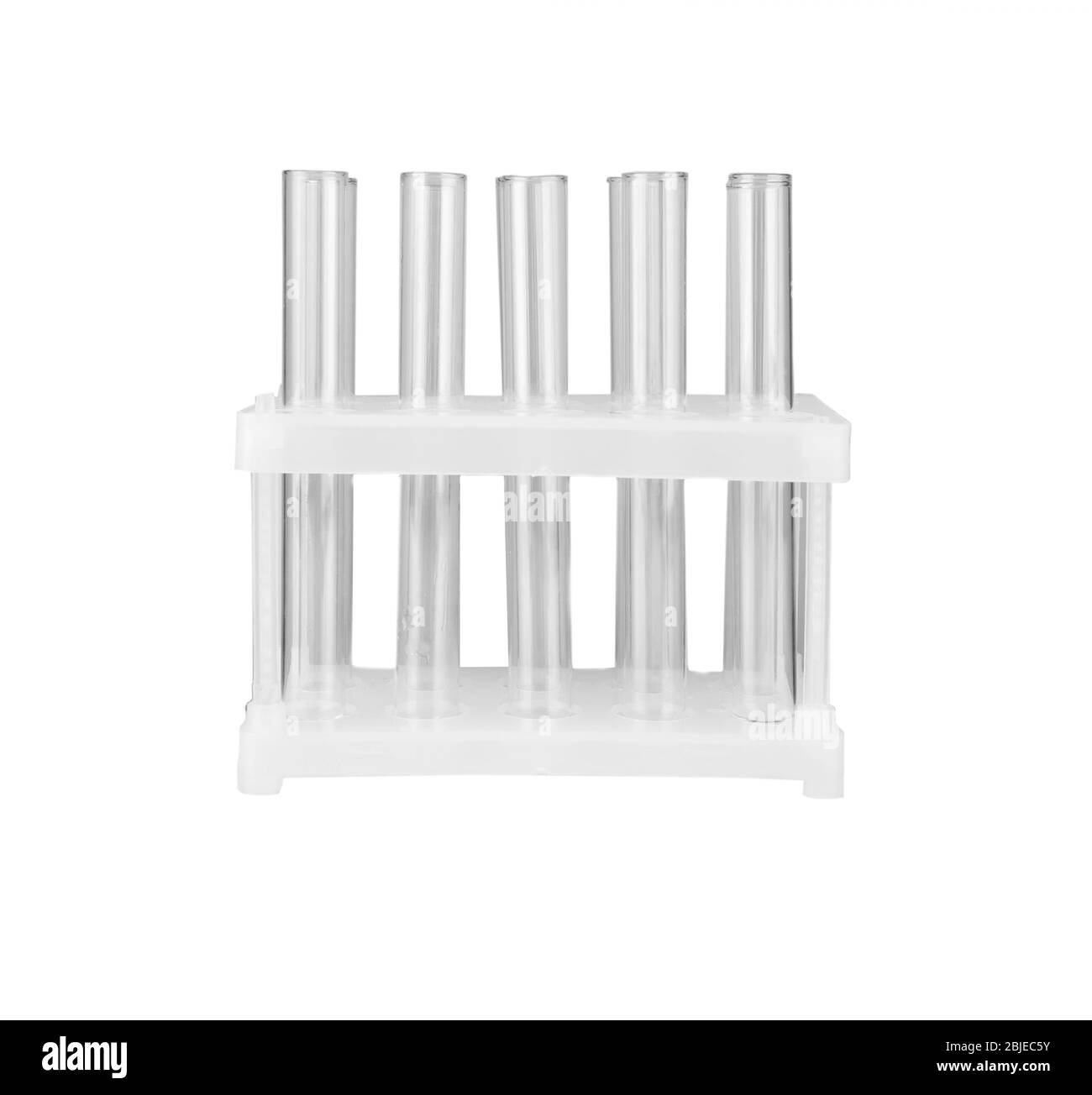 Stand with test tubes on white background Stock Photo - Alamy