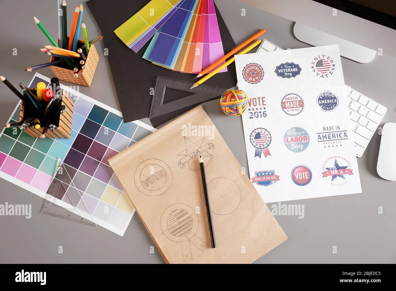 Modern graphic designer workplace Stock Photo - Alamy