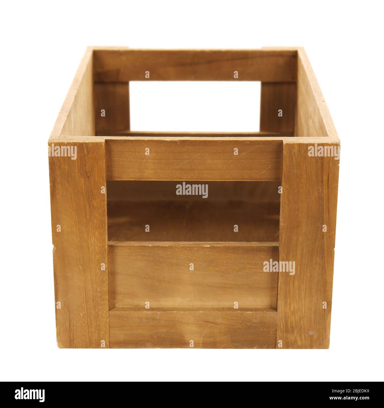Empty wooden box on white background Stock Photo - Alamy