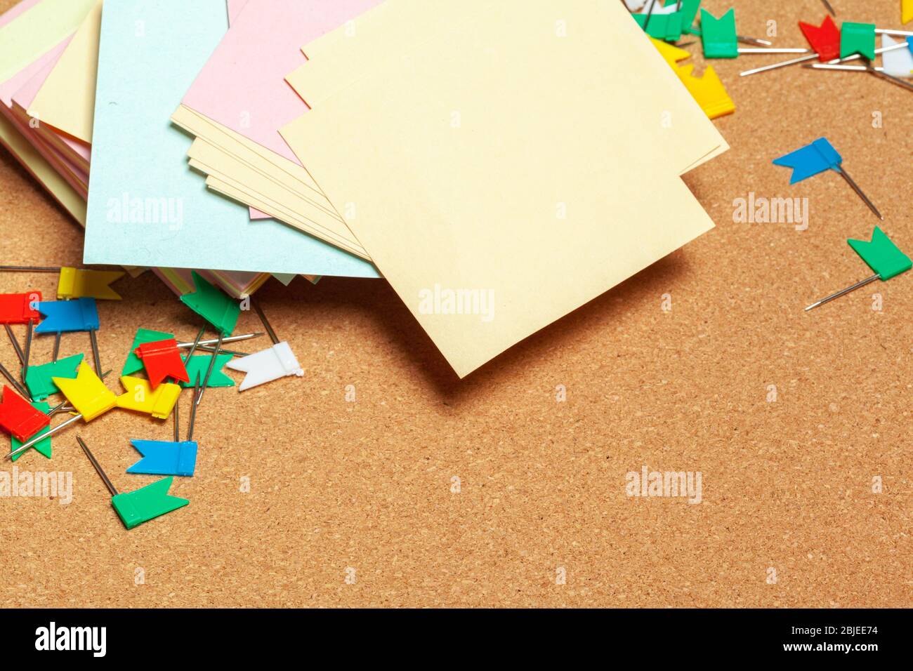 Sticky notes with copy space on cork board Stock Photo - Alamy