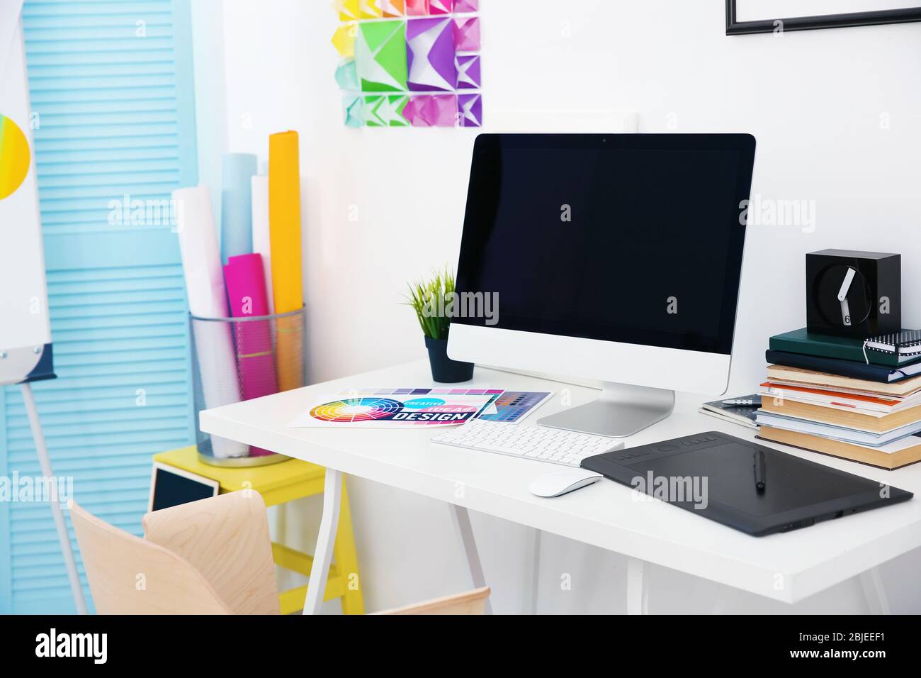 Modern designer workplace with computer Stock Photo - Alamy